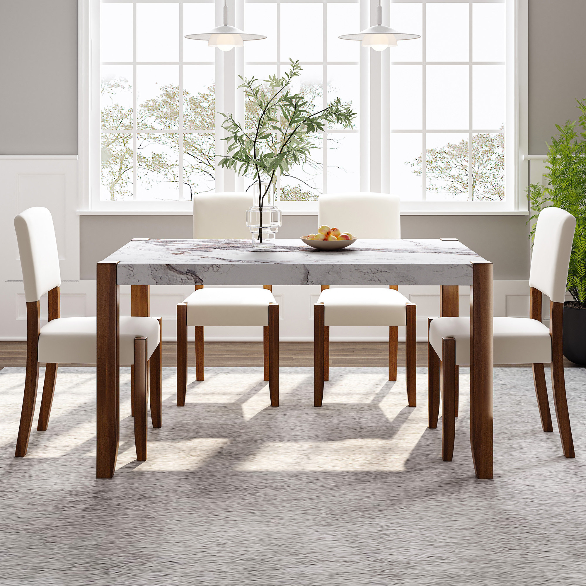 Lark Manor™ Modern 5-Piece Dining Set, Space-Saving Dinette for 4, 46 ...