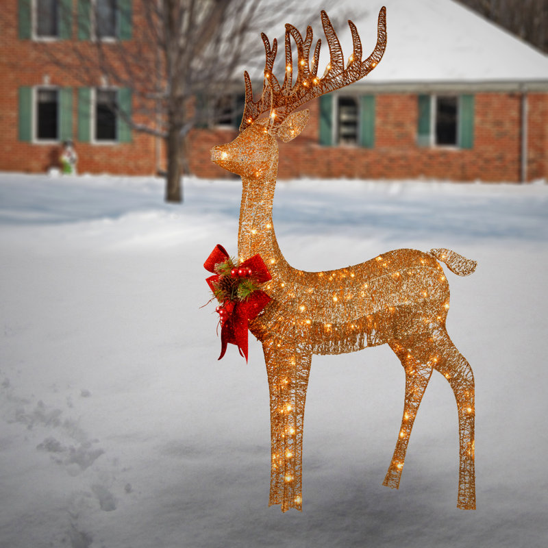 The Holiday Aisle® 48in. Standing Reindeer with LED Lights & Reviews ...