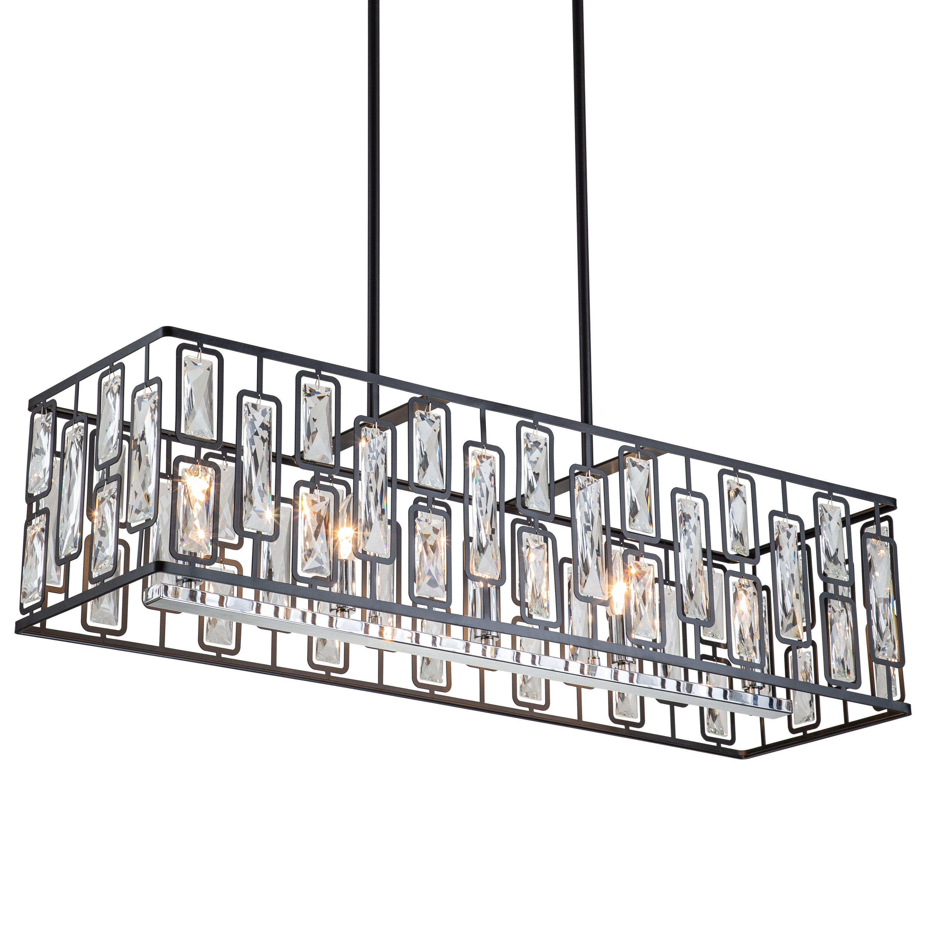 Willa Arlo Interiors Marchand 5-Light Crystal 35.5"W in Black Dimmable ...