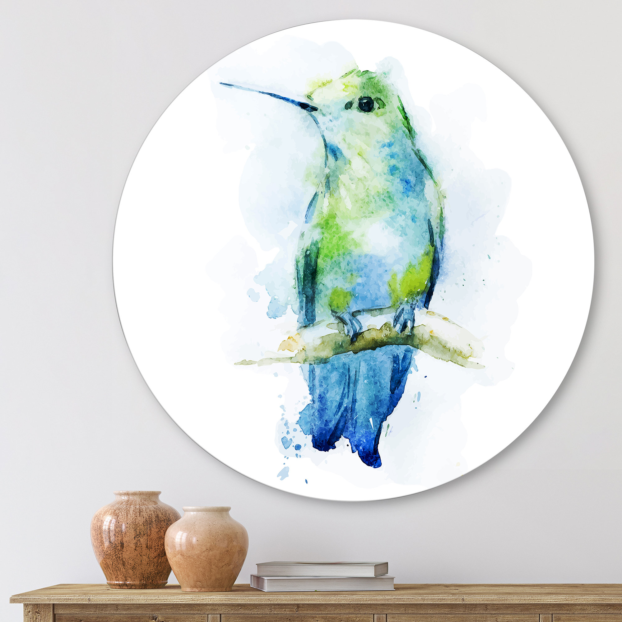 East Urban Home Colibri Bird - Traditional Metal Circle Wall Art | Wayfair