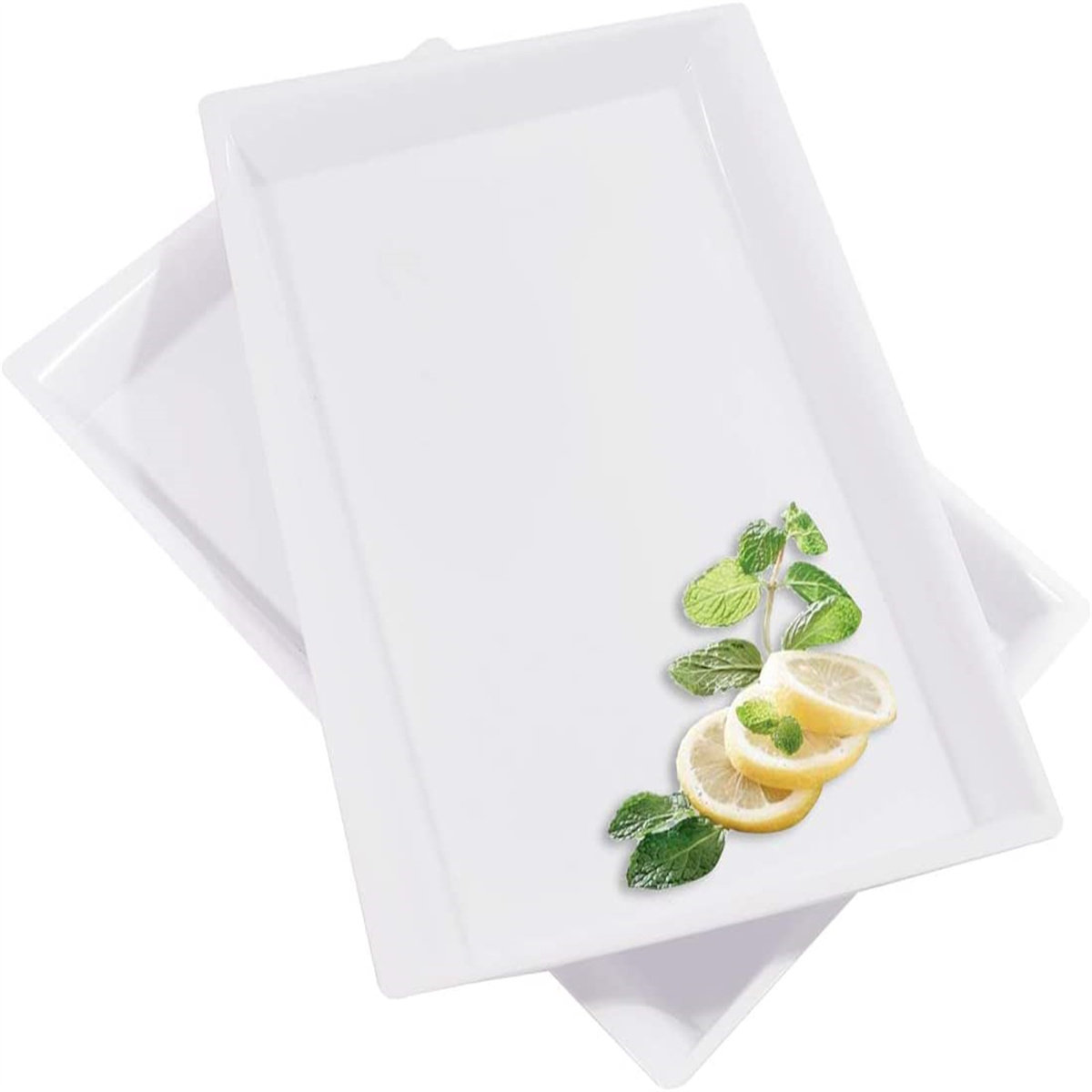 Gracie Oaks Pack Plastic Serving Tray, Rectangle Food Trays, Disposable ...