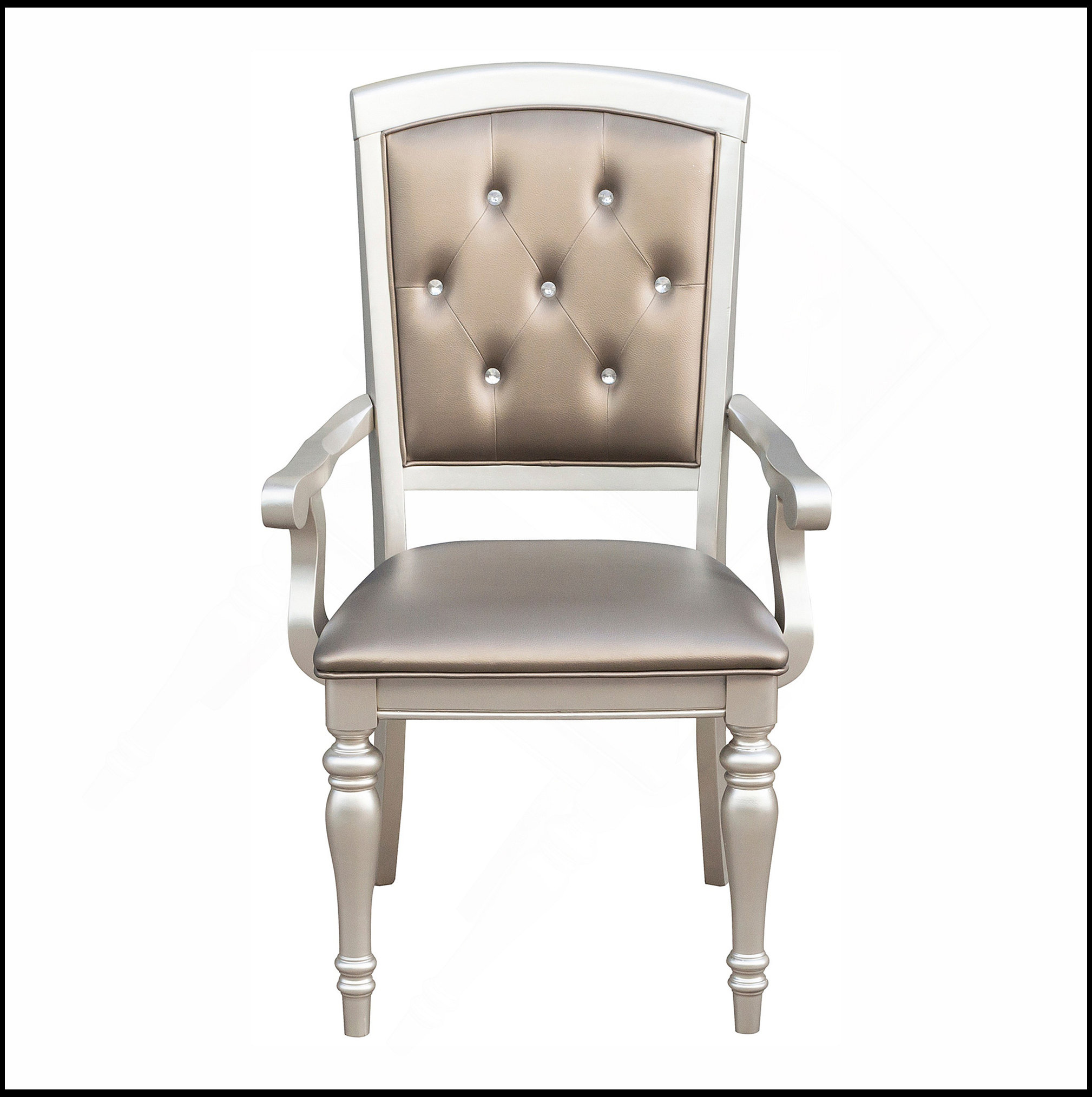 Orren Ellis Glamorous Crystal Button-Tufted Set Of 2 Arm Chairs Silver ...