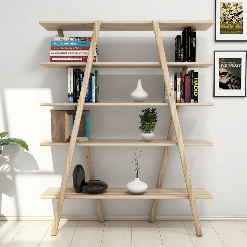 East Urban Home Dangelo 58.27" H x 47.24" W Solid Wood Etagere Bookcase ...