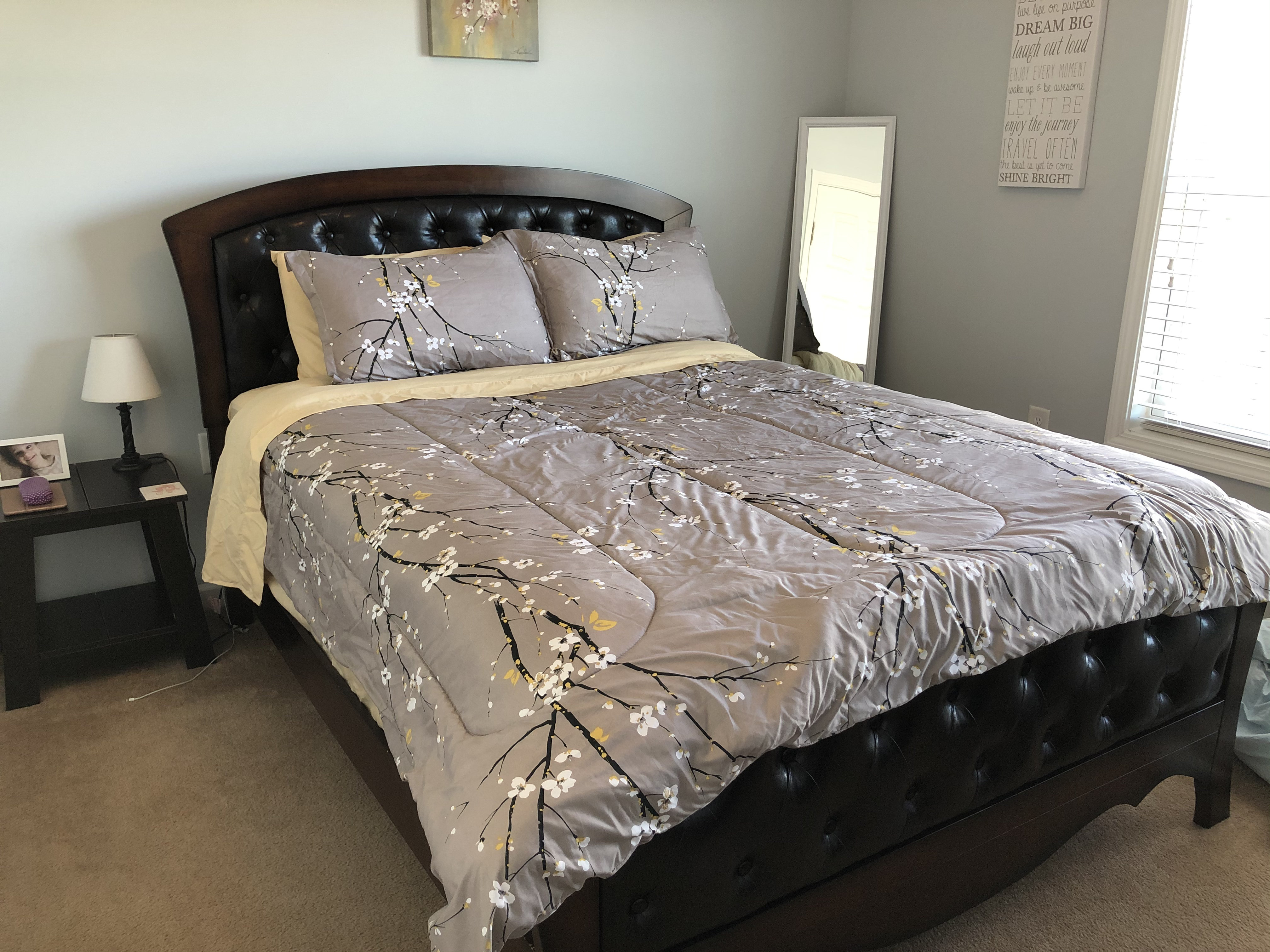 Suploo Gray Comforter Sheet Set Bed in a Bag 7 Pieces King Size Tree ...