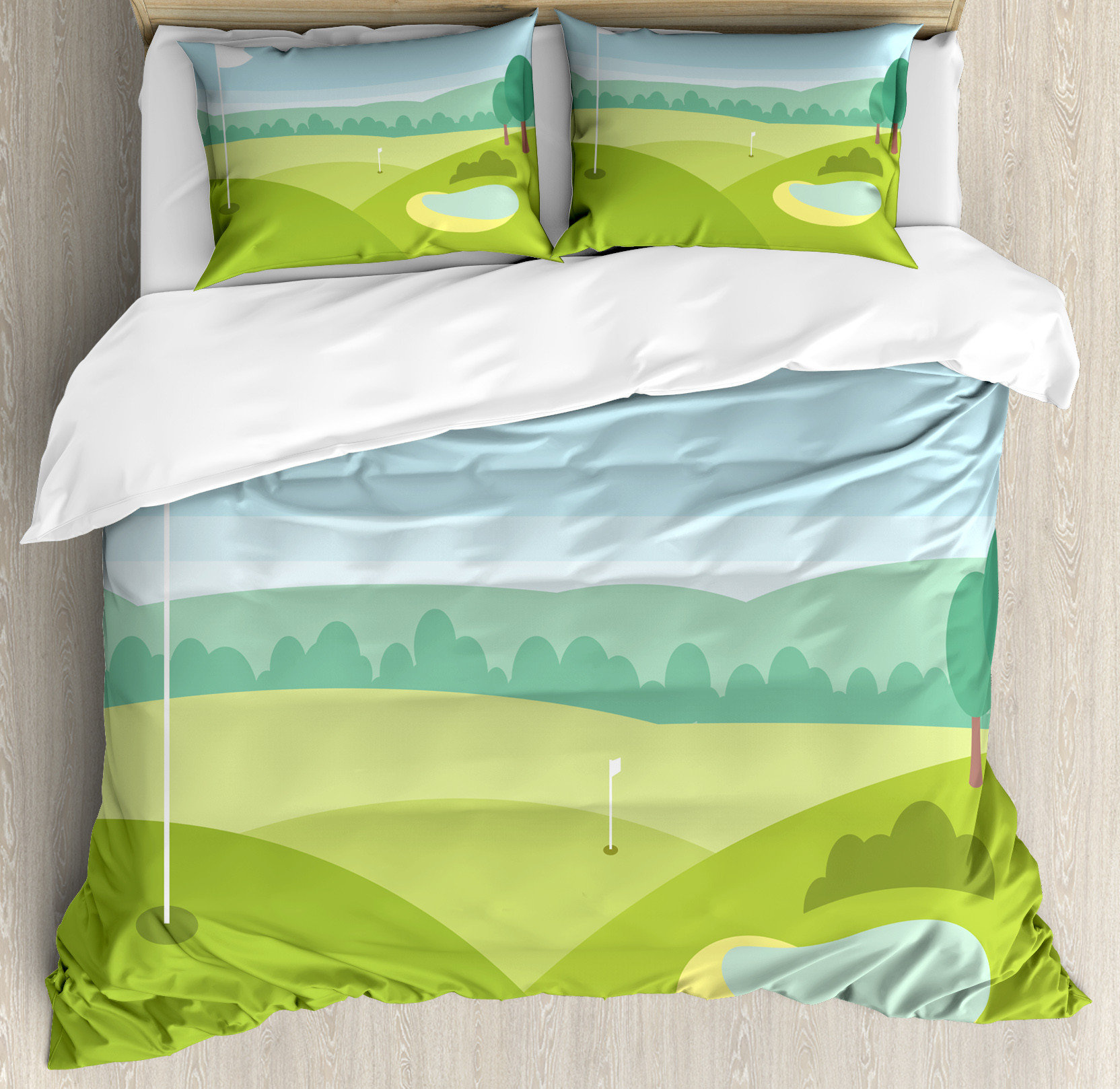 Ambesonne Golf Duvet Cover Set, Abstract View of Teeing Ground, Pale ...