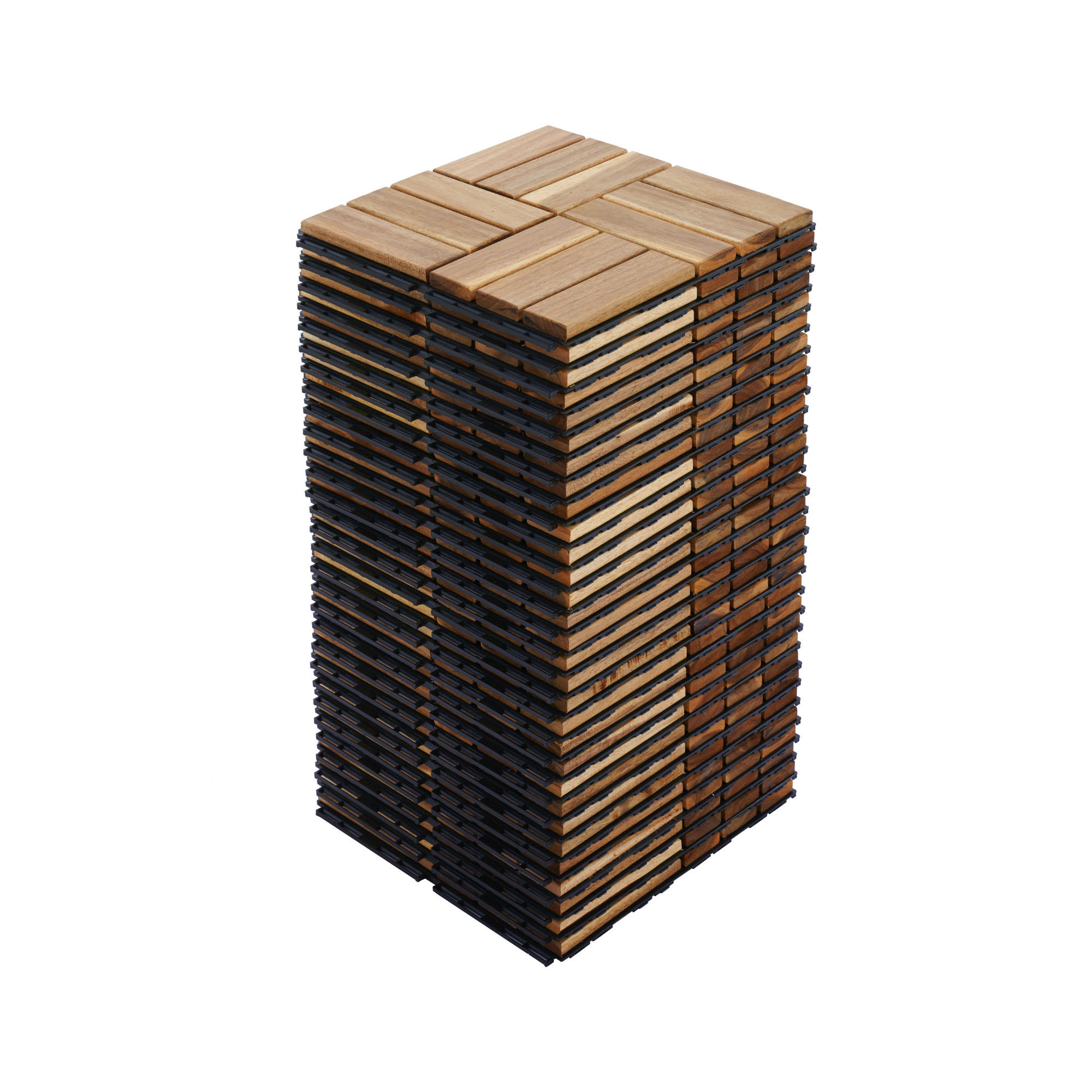 GOGEXX 12 In. X 12 In. Outdoor Checker Pattern Square Wood Interlocking ...