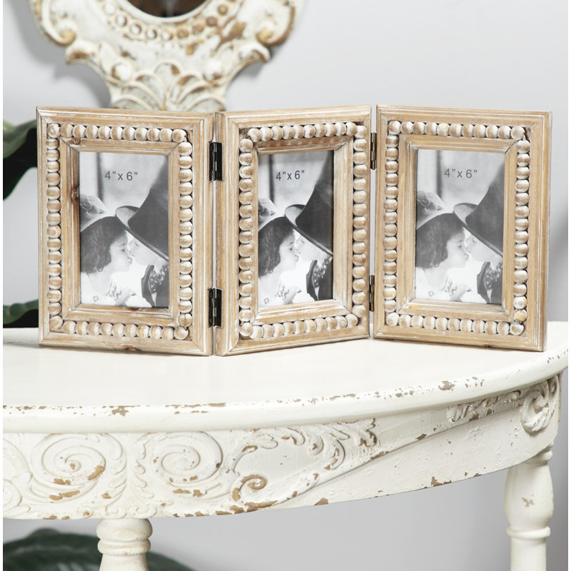 Dakota Fields Wood Beaded 3 Slot Photo Frame | Wayfair