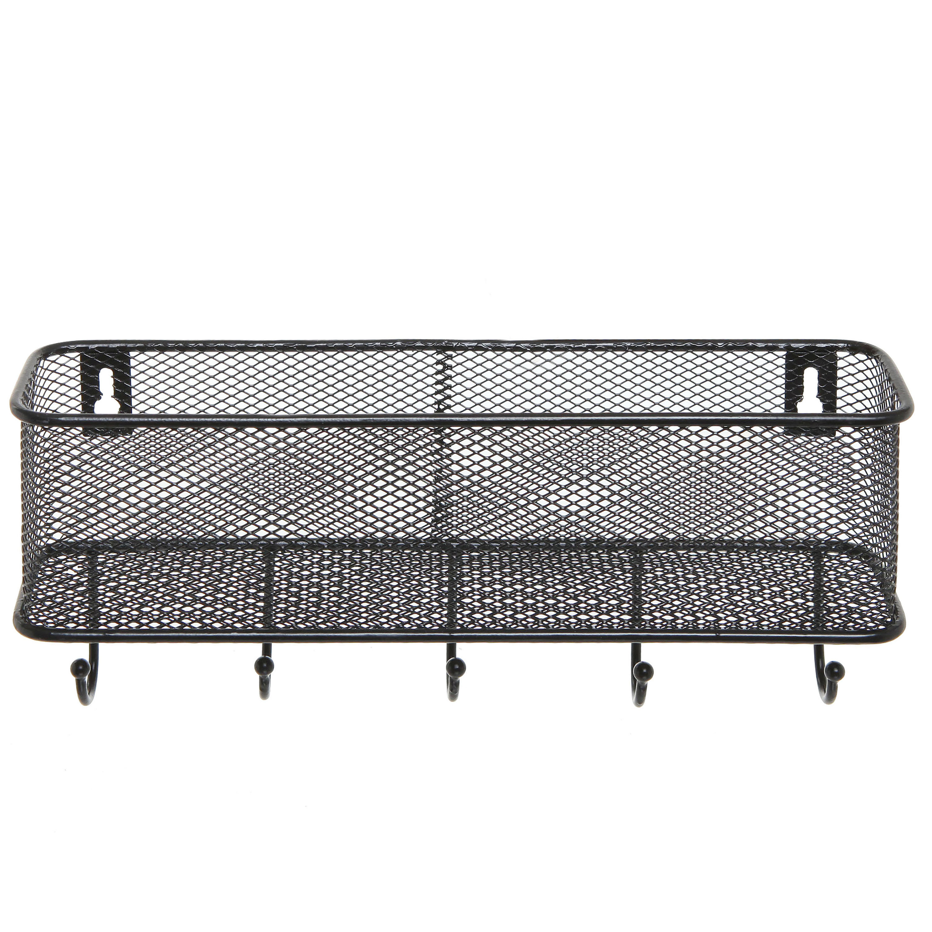 Gracie Oaks Swiftsure Wire Mesh Wall Storage Organizer with Key Hooks ...
