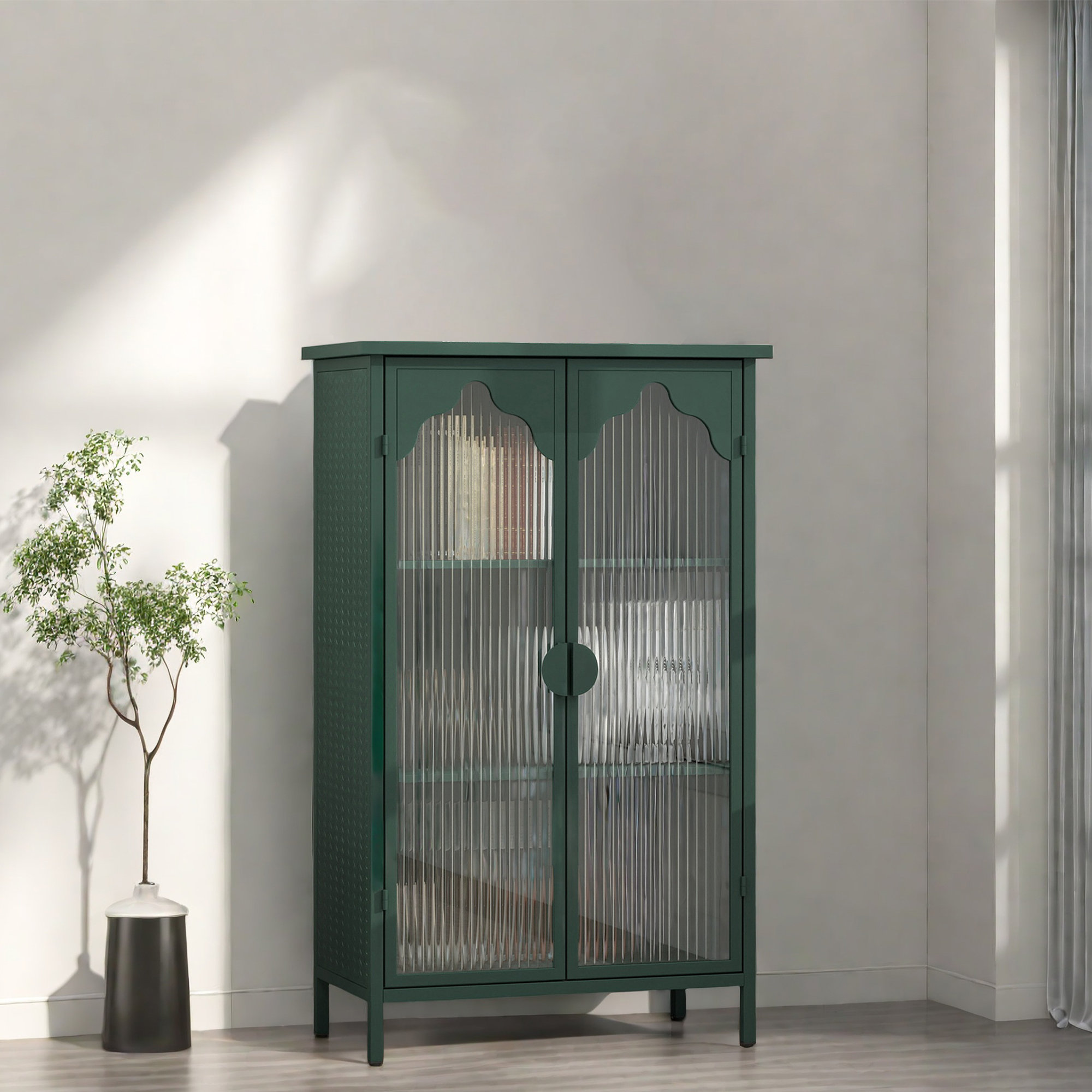 Best Robe Ever Green Metal Storage Cabinet With Glass Doors, 2-Door ...