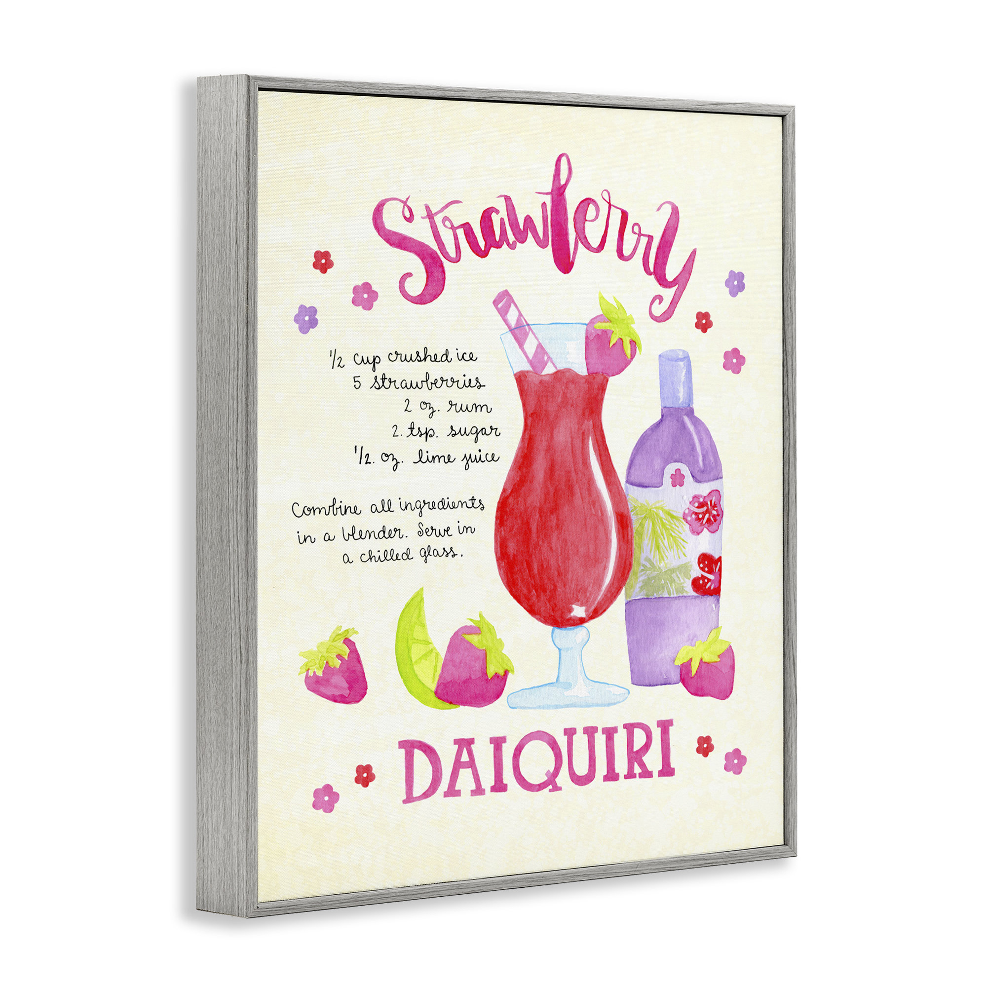 Bay Isle Home™ Strawberry Daiquiri Recipe Framed Giclee Art by Jessica ...