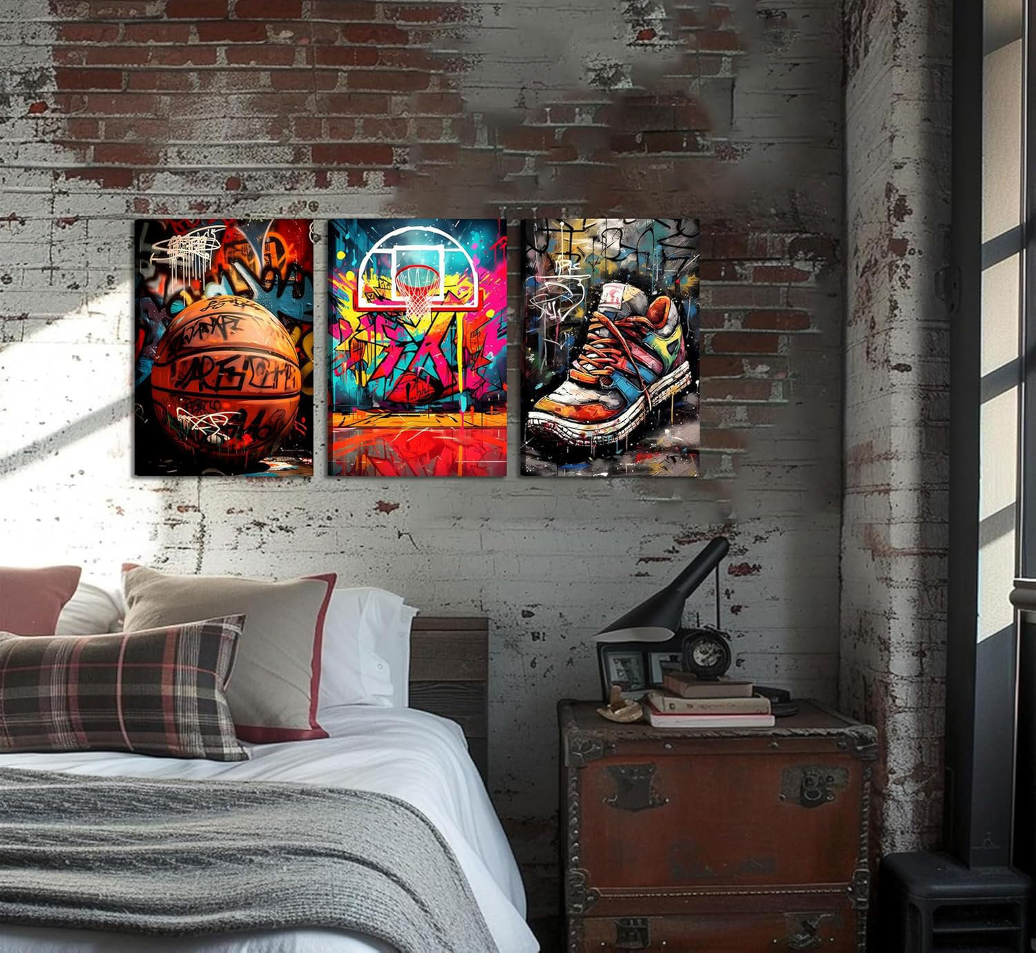 Trent Austin Design® 3Pcs Basketball Graffiti Canvas Wall Art Retro ...