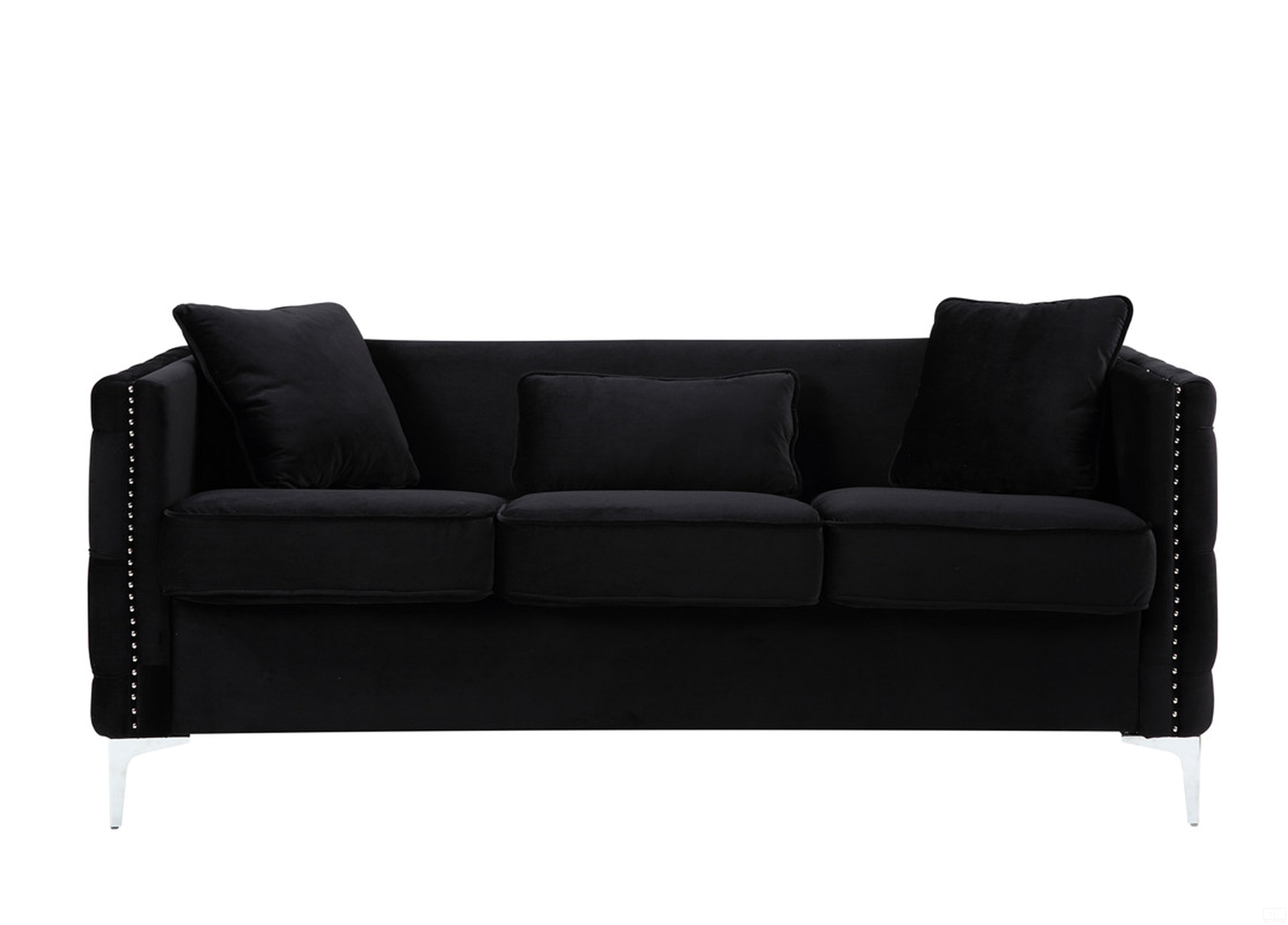 Orren Ellis Velvet Sofa With 3 Pillows | Wayfair