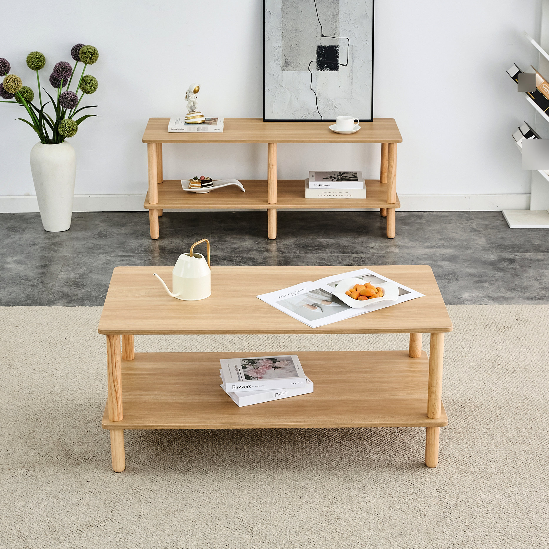 George Oliver Modern Living Room Accent Coffee Table, 2 Rectangular ...