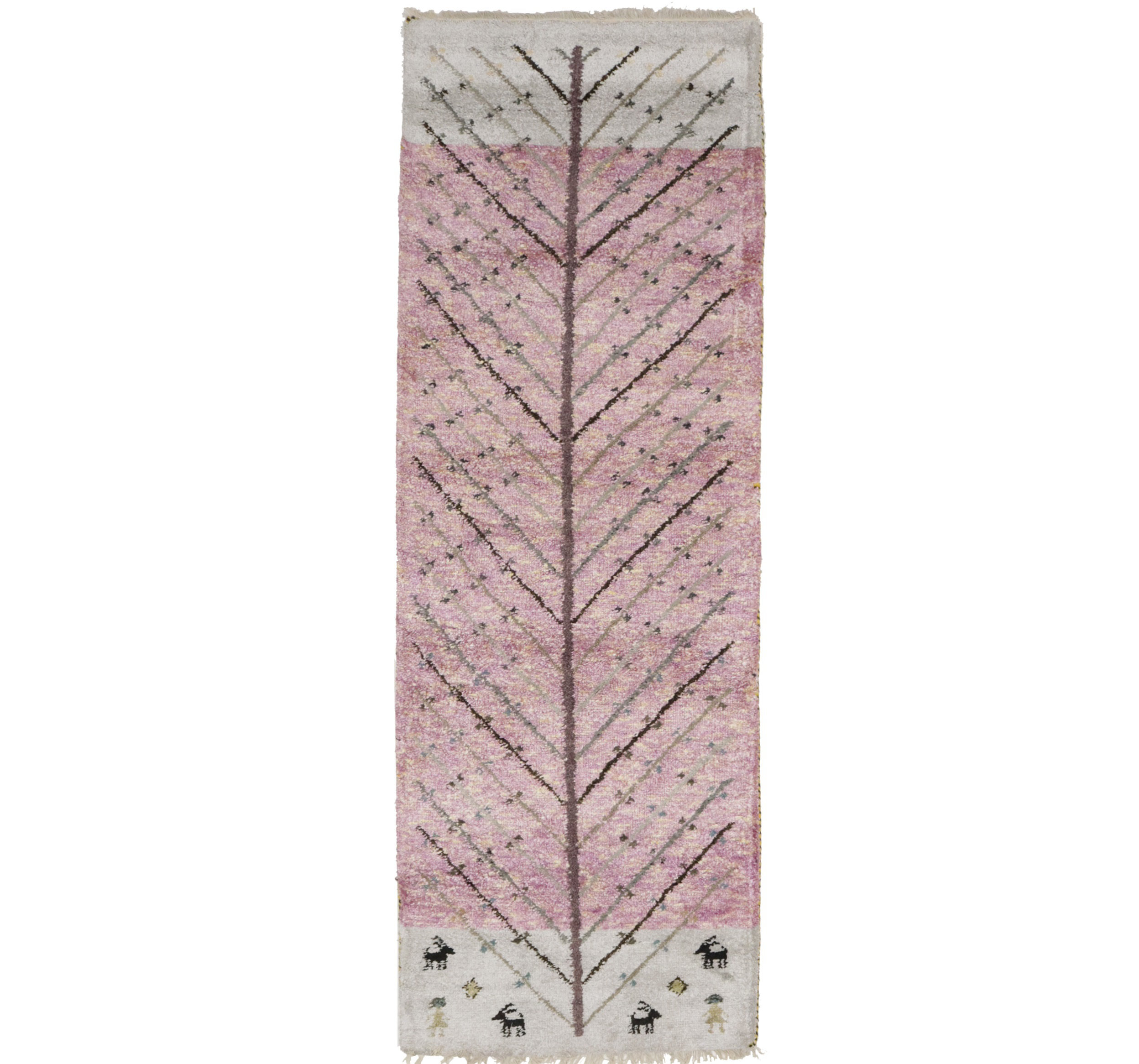 Foundry Select Runner Hand-Knotted Wool Area Rug in Pink/White | Wayfair