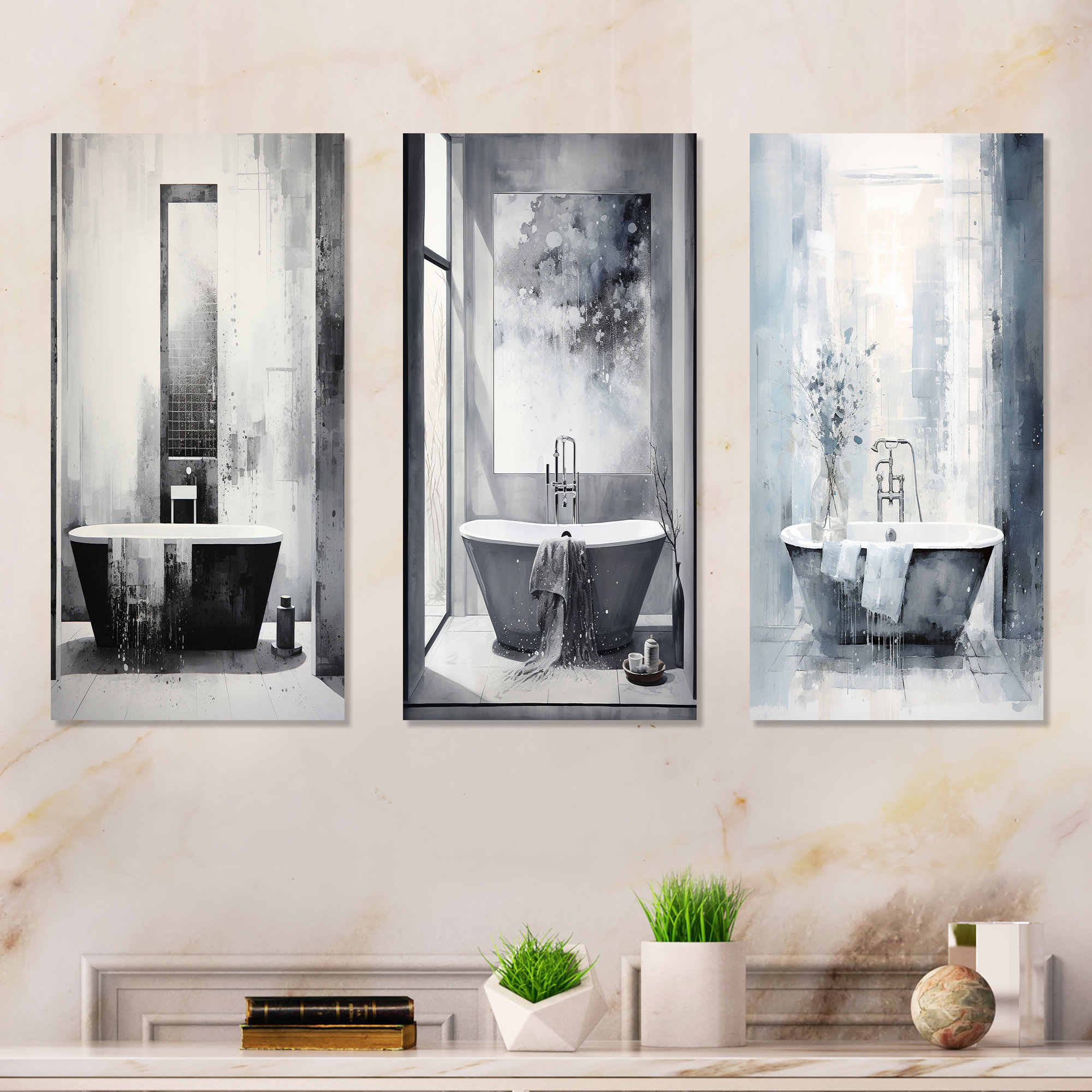 Lark Manor™ Bathroom Minimalist Elegance I - Bathroom Canvas Art Print ...