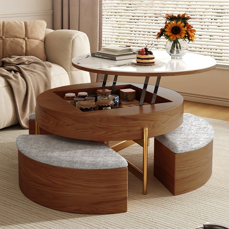 Brayden Studio® Doughlin Modern Round Lift-Top Coffee Table In White ...