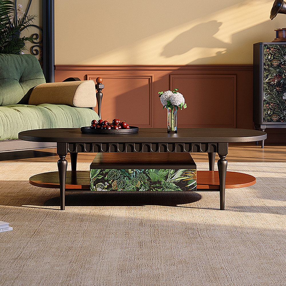 Bkoksety French retro oval coffee table storage | Wayfair