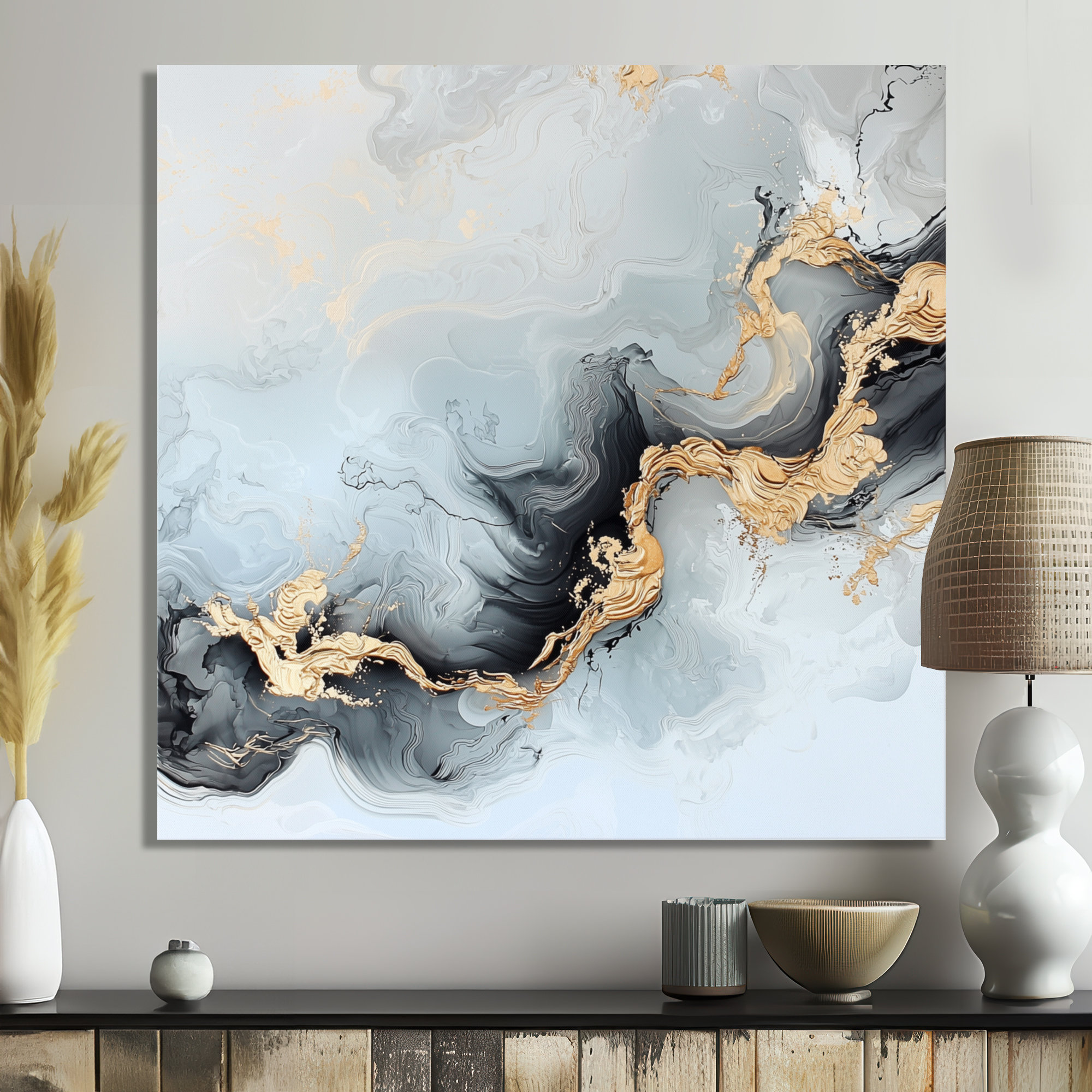 Ivy Bronx Smoldering Embers II - Marble Wall Decor Metal Wall Decor ...