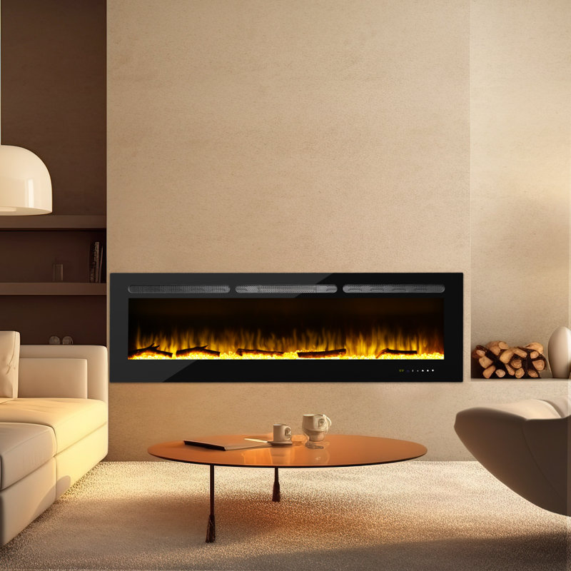 Symple Stuff Electric Fireplace Insert Recessed Wall-Mounted Heater ...