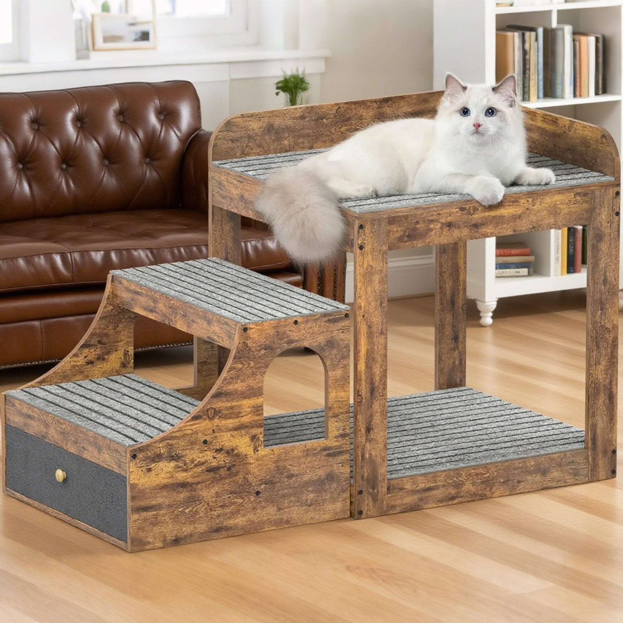 Tucker Murphy Pet™ Multi-Level Rustic Pet Window Perch With Stairs And ...