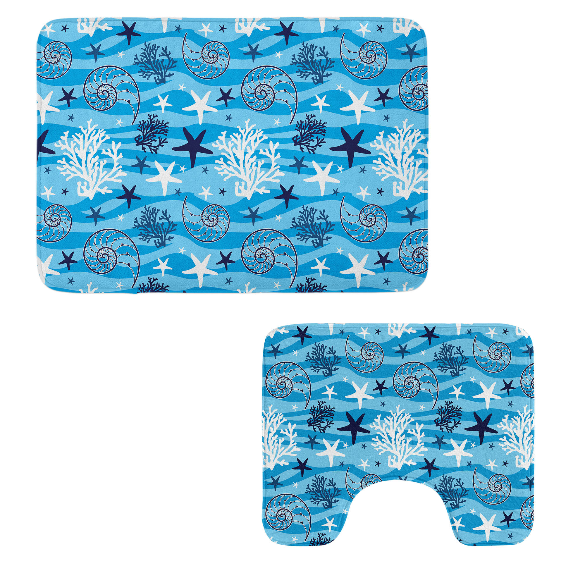 East Urban Home Sea Shells Bathroom Rug Set 2 Pieces Rectangle ...