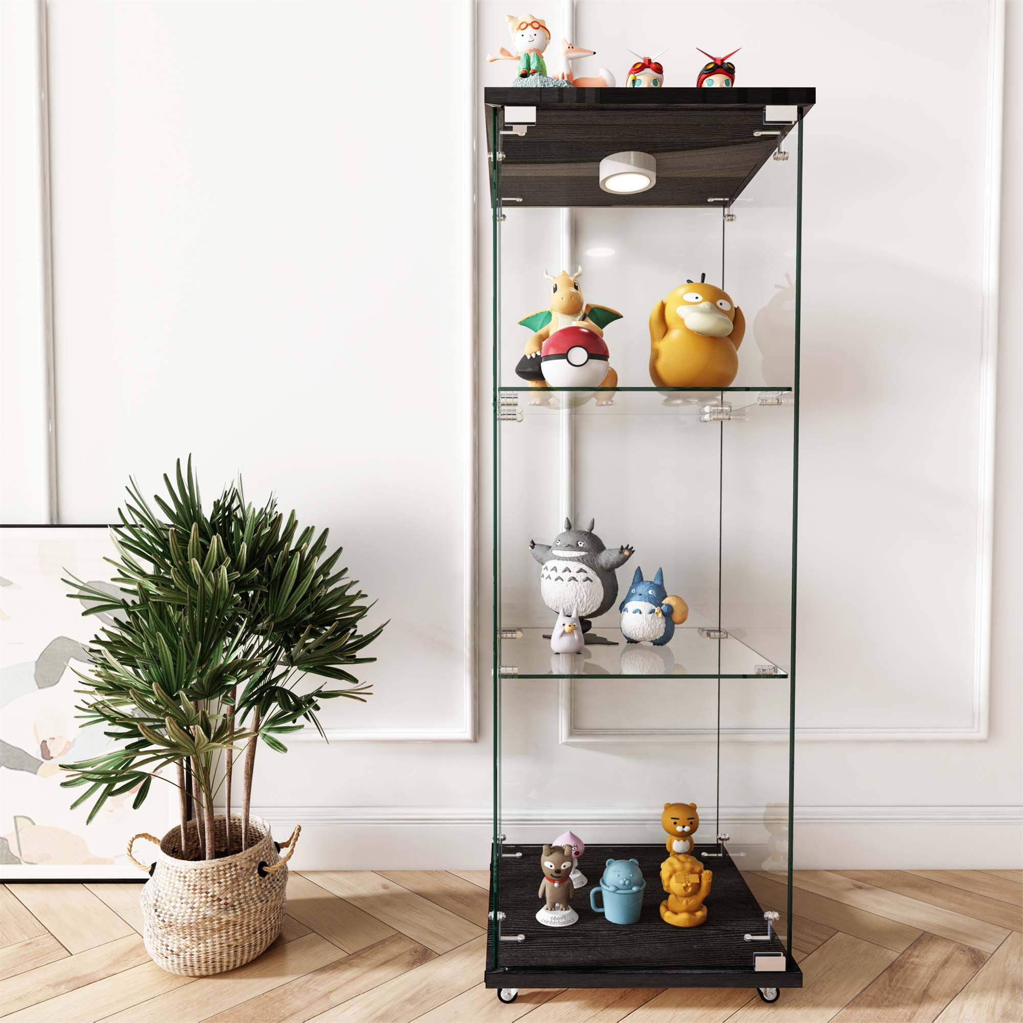 Wrought Studio™ Modern Glass Display Cabinet With LED Lights | Wayfair