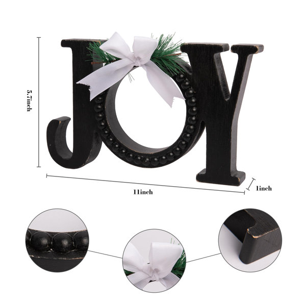 The Holiday Aisle® Christmas Farmhouse Rustic Wooden Freestanding JOY ...