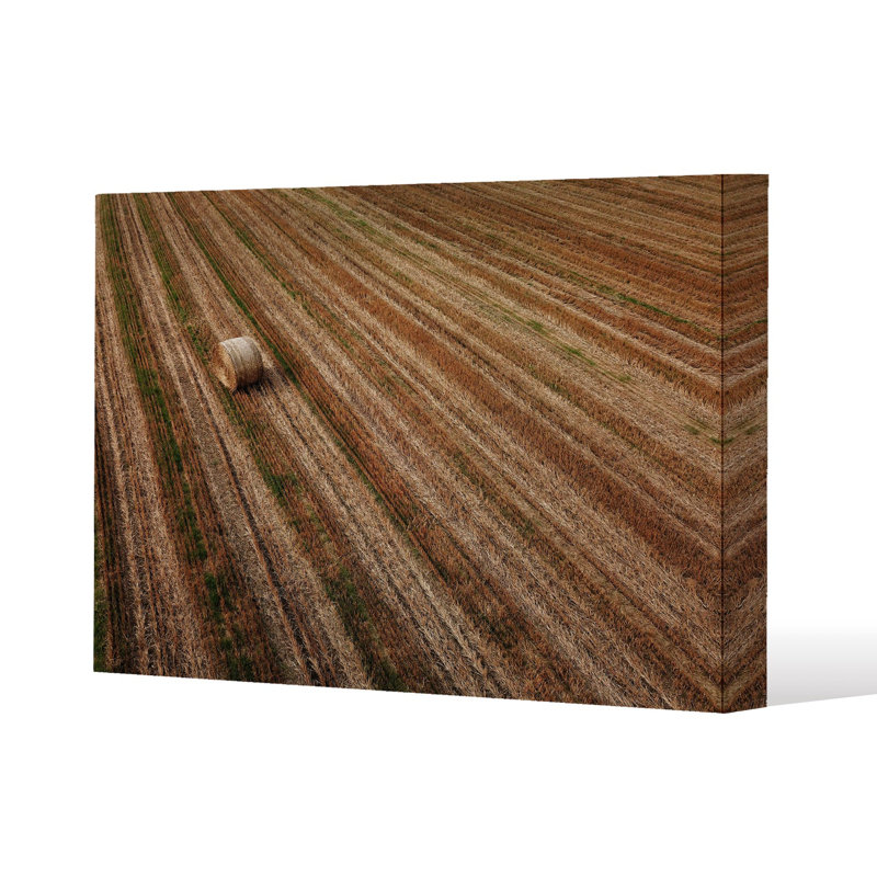World Menagerie Aerial view of hay bale fields Slim Style Canvas Print ...
