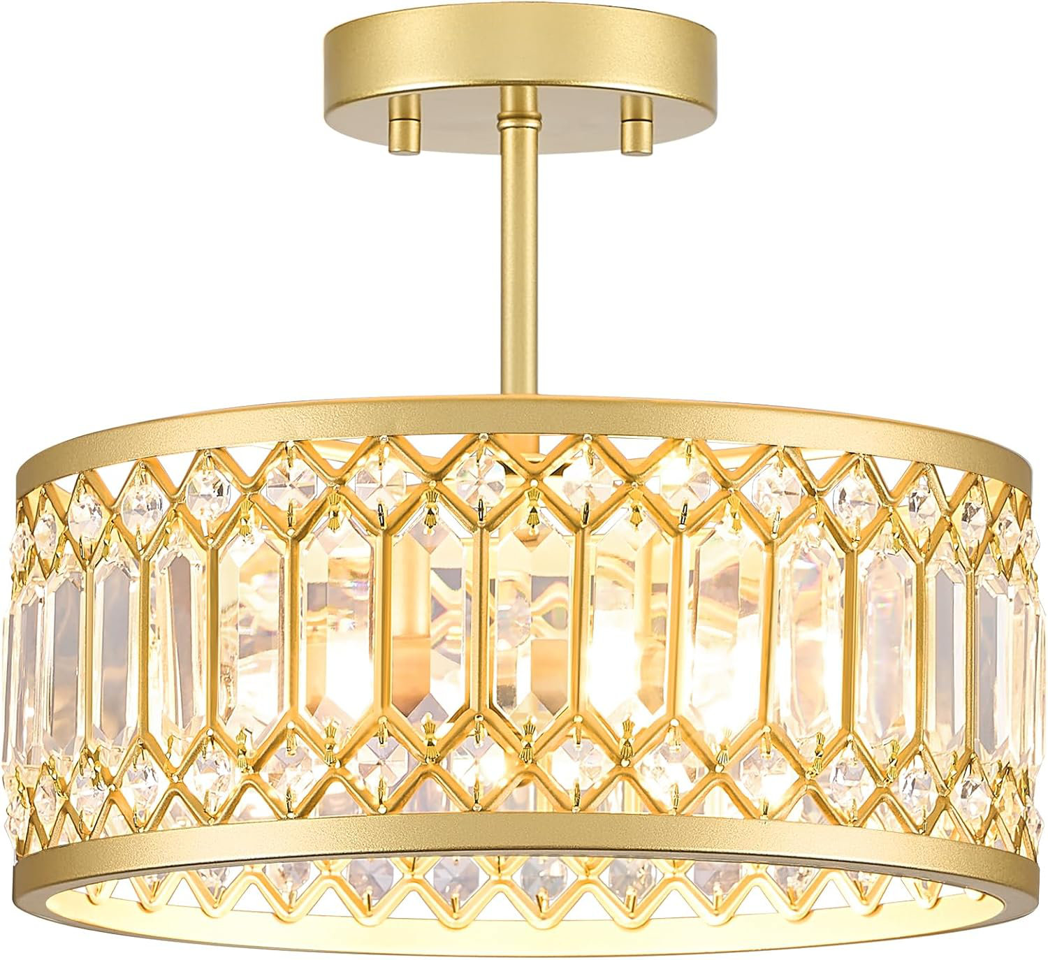 Everly Quinn Crystal Ceiling Light Fixture, Modern Semi Flush Mount ...