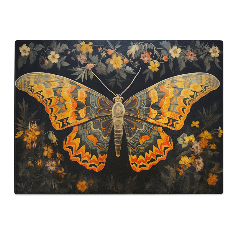 17 Stories Moth Art Deco No.3 Glass Chopping Board | Wayfair.co.uk