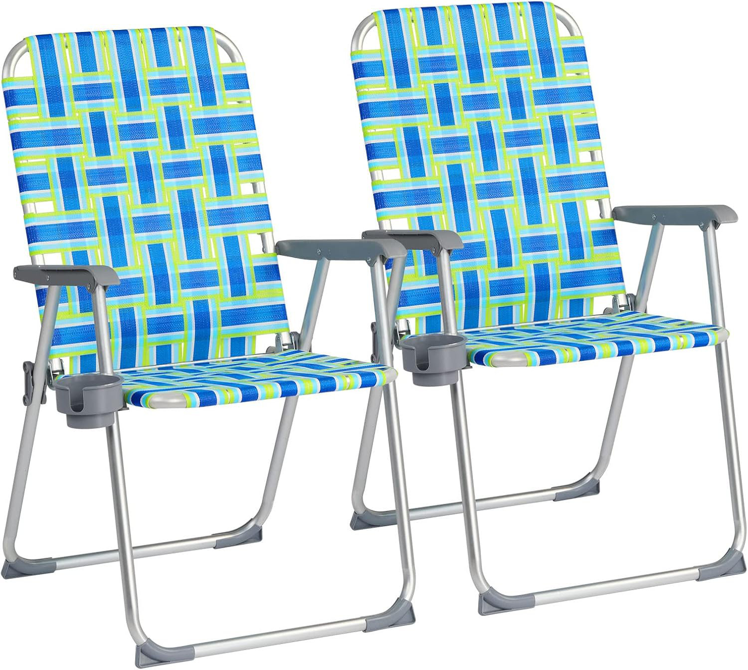 Latitude Run® Aluminum Patio Lawn Chair Folding 2 Set with Removable ...