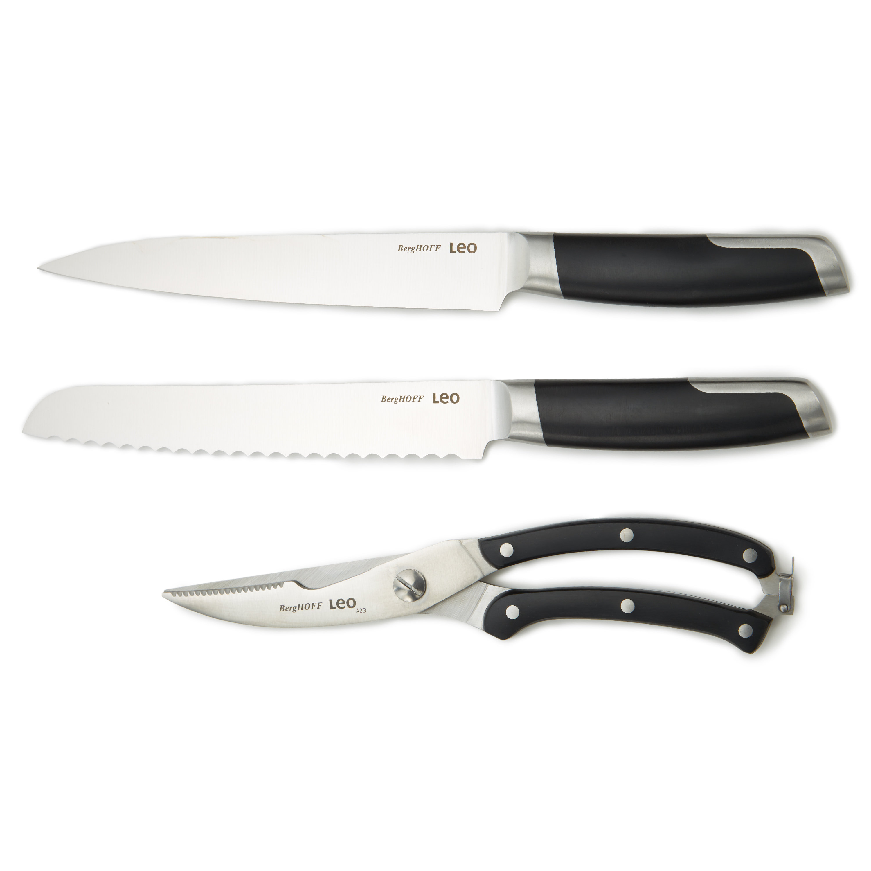 BergHOFF Graphite 3Pc Stainless Steel Forged Cutlery Set, Black | Wayfair