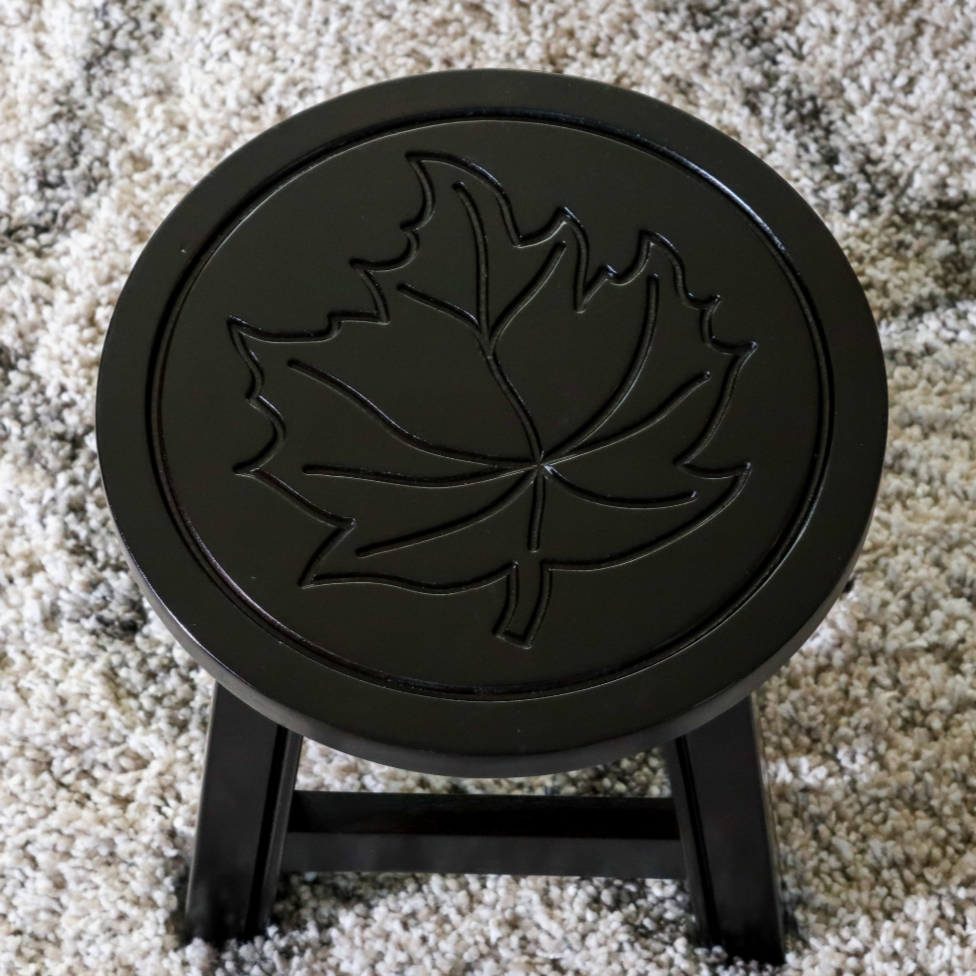 August Grove® Carved Wooden Step Stool, Maple Leaf | Wayfair