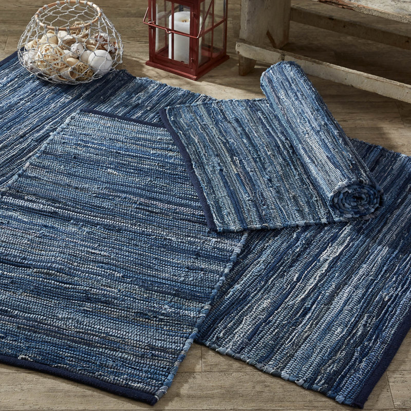 Breakwater Bay Indigo Chindi Rag Rug Runner 2X6 | Wayfair