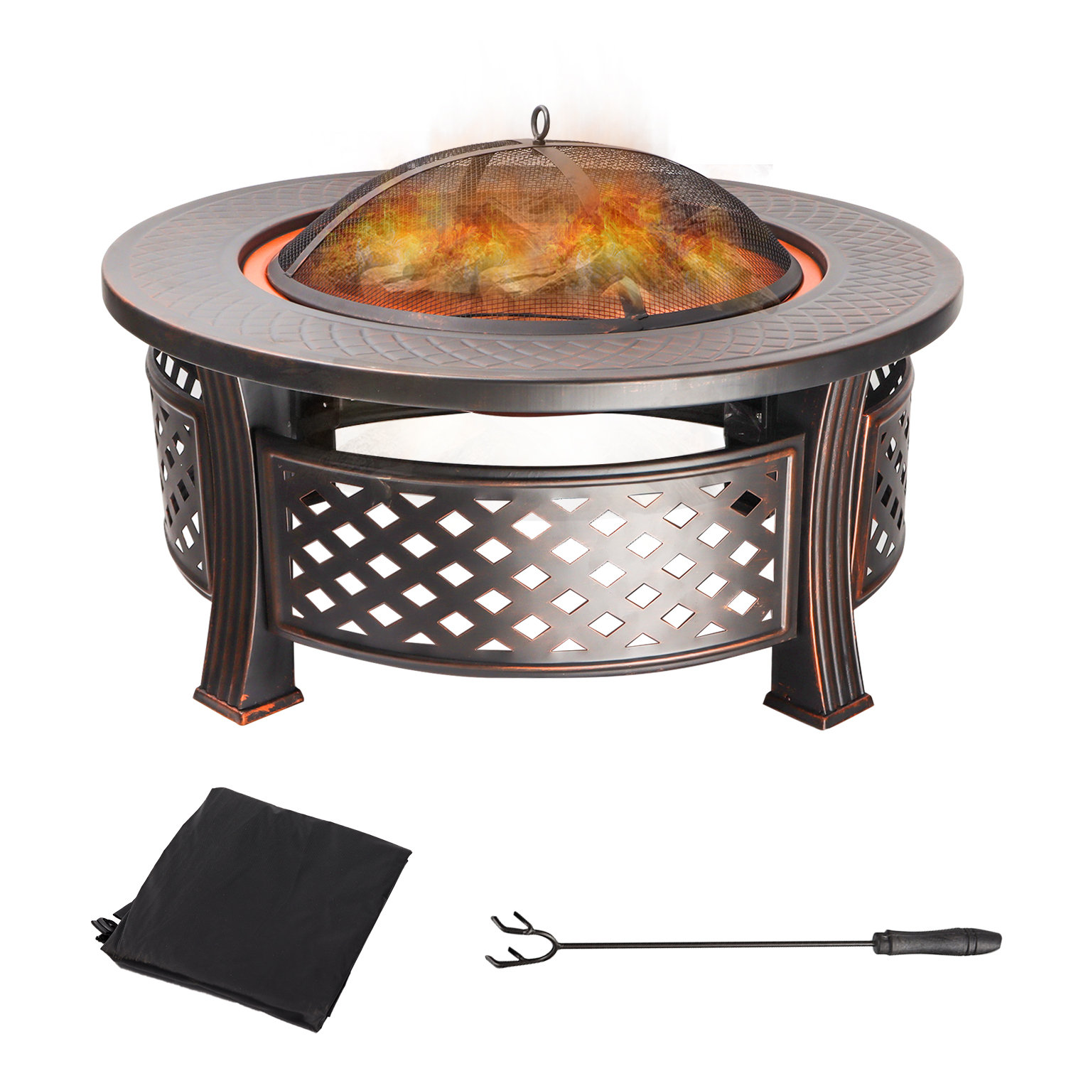 Classy Home 32-inch Round Fire Pit Table with Accessories - Wayfair Canada