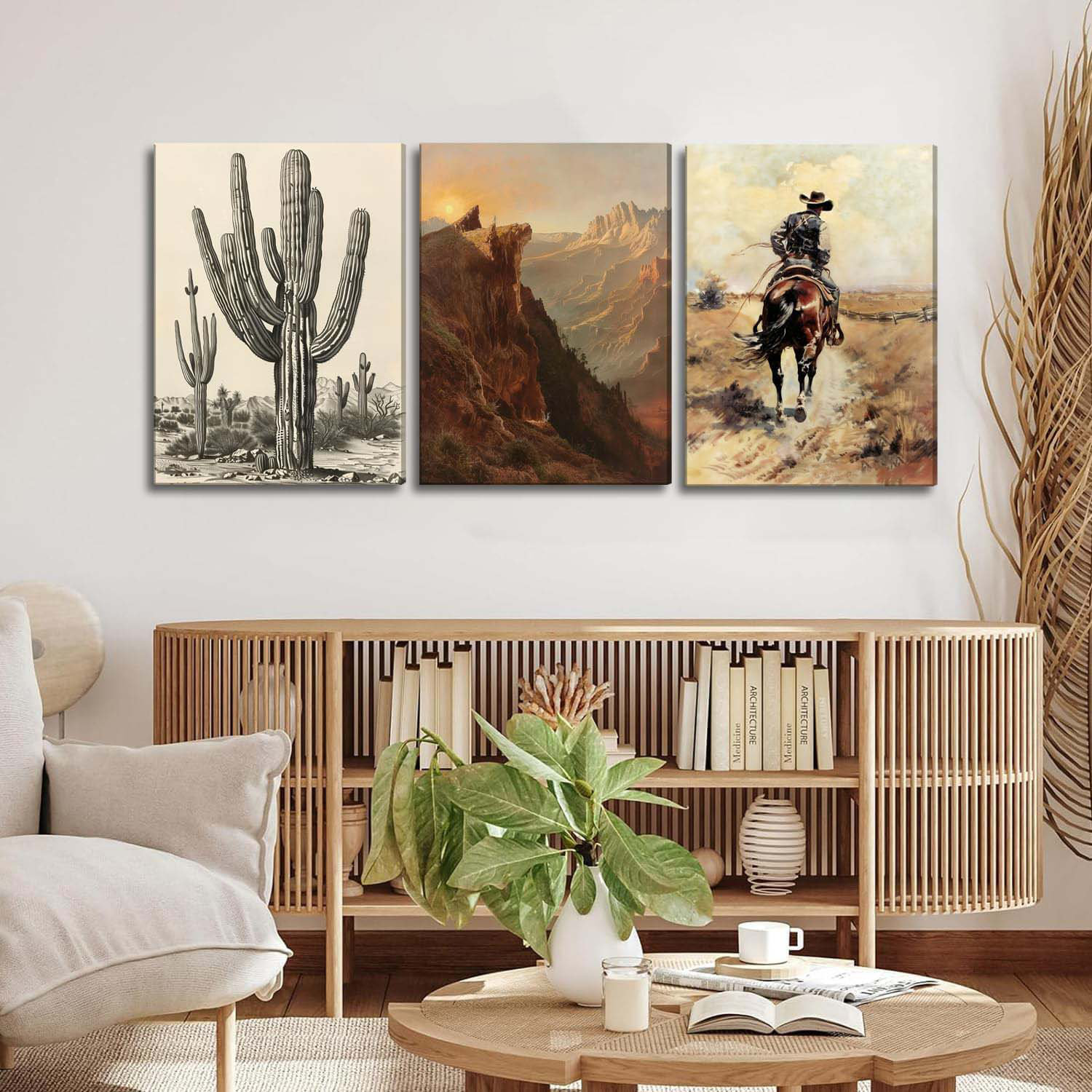 Loon Peak® Western Cowboy Wall Art Set Of 3, Vintage Southwestern Wall ...