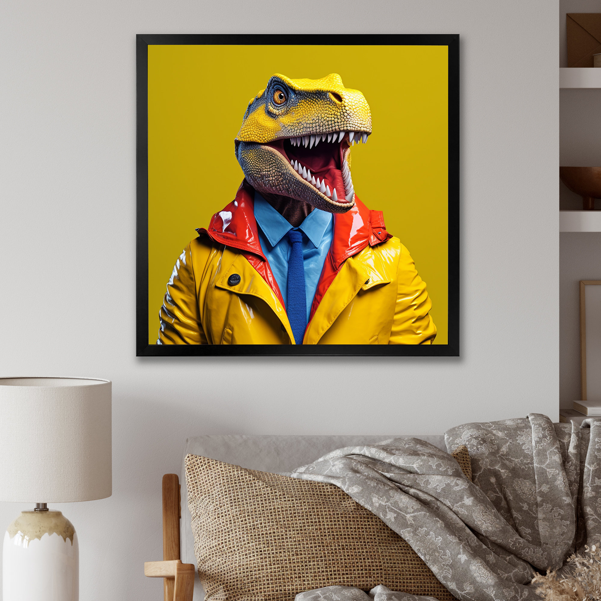 Trinx Yellow And Blue Fashion First Suited Dinosaur - Dinosaurwall Art ...