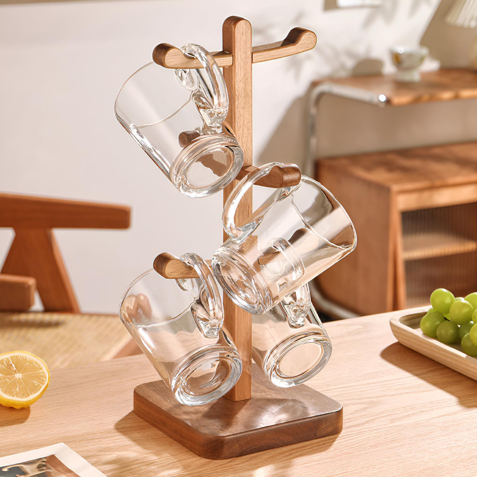 Lark Manor Acacia Wood Inverted Cup Holder | Retro Draining Storage ...