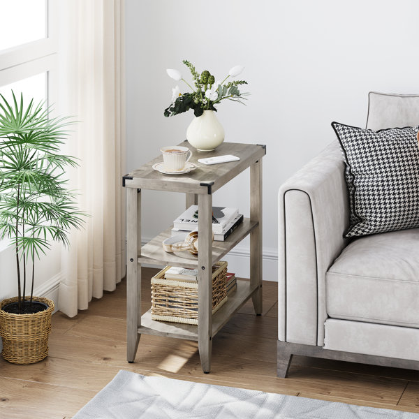 Lark Manor™ Grey Farmhouse End Table Set Of 2, 3 Tier Wood Side Table ...