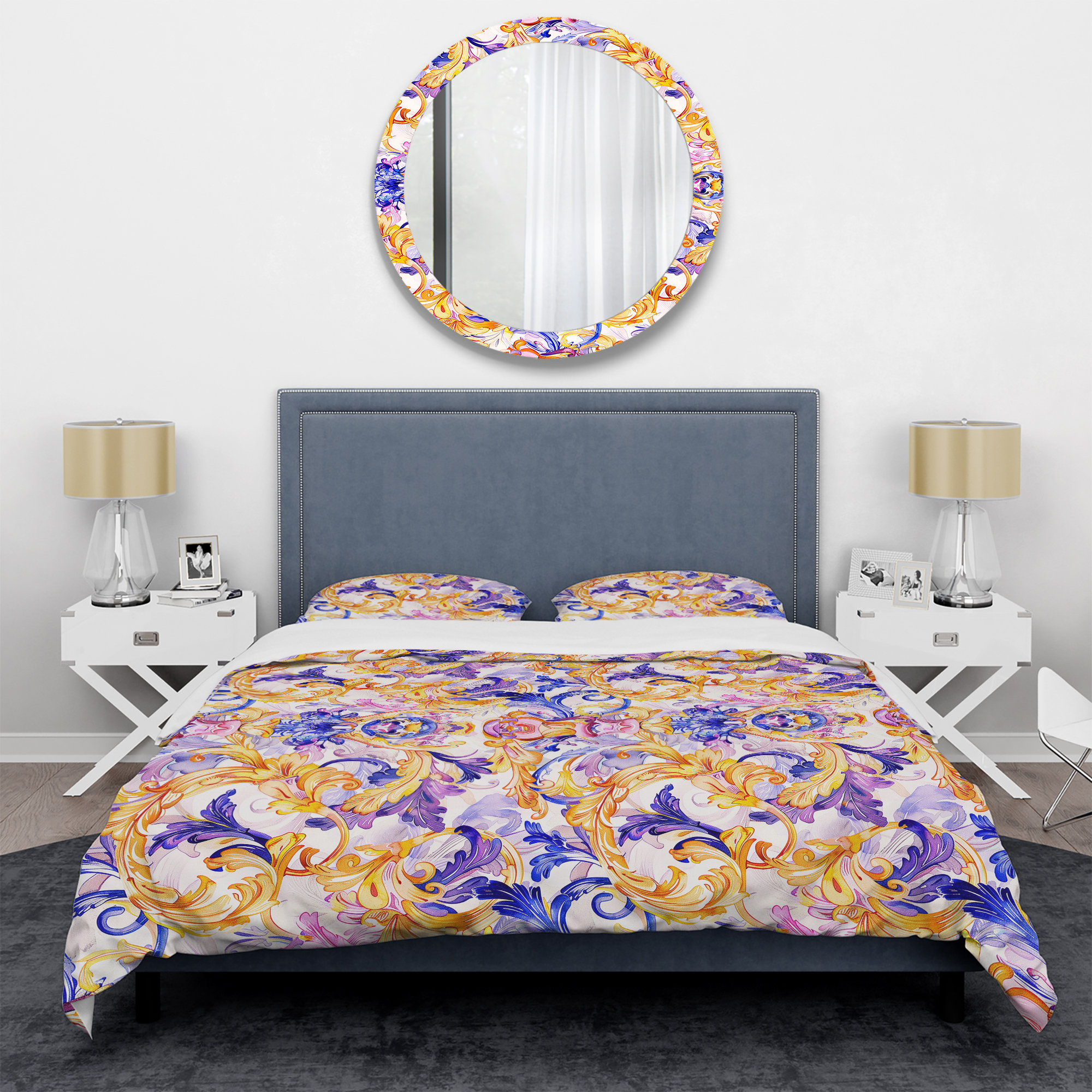 Design Art Purple And Gold Vintage Baroque Floral Glam I - Glam Duvet ...