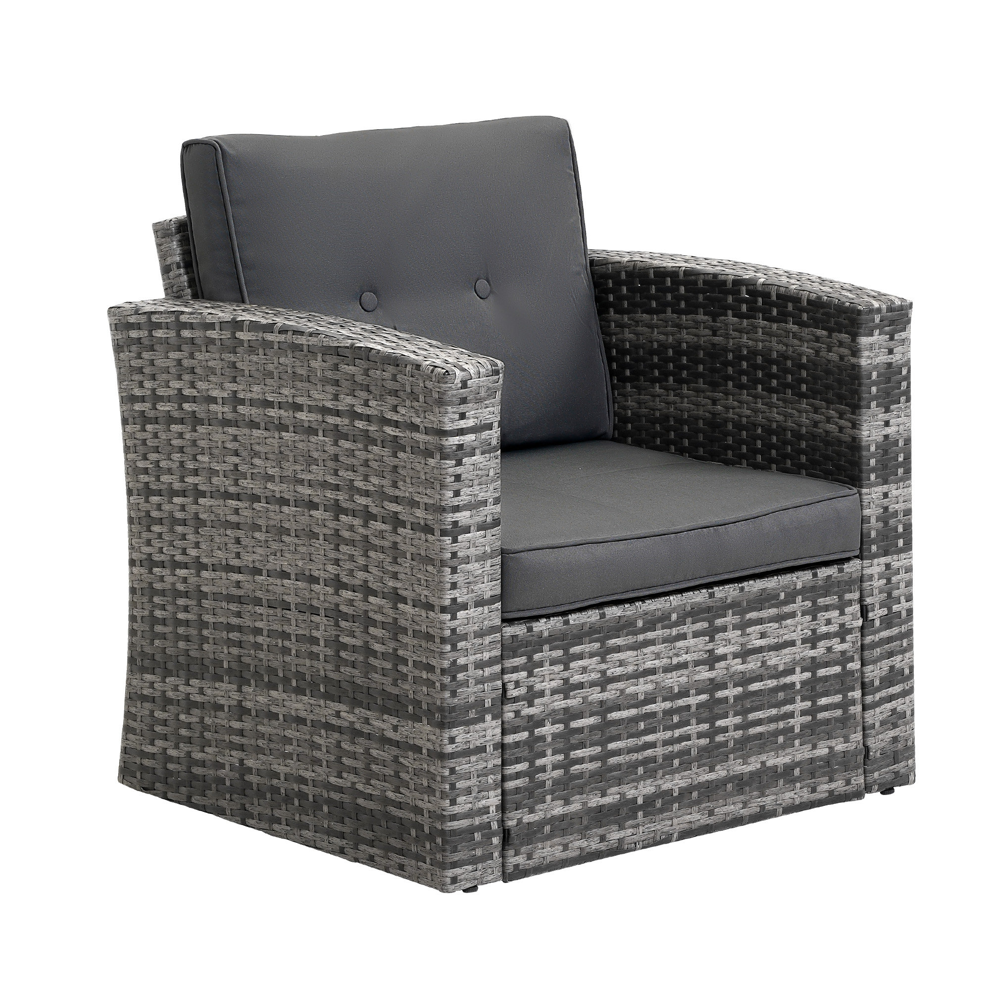 Wrought Studio™ Fauteuil d'extérieur en rotin avec coussin et support d'accoudoirs Areebah et ...