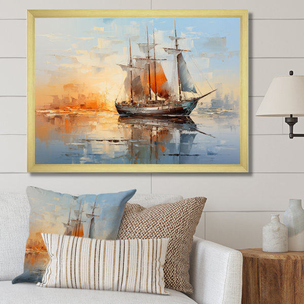 Breakwater Bay " Boat Abstract Maritime Symphony IV " on Canvas | Wayfair