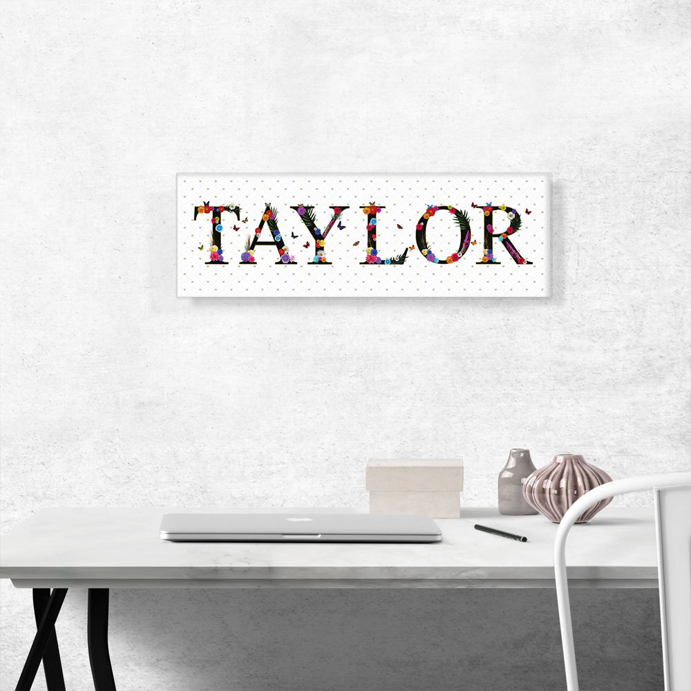 ARTCANVAS TAYLOR Girls Name - Wrapped Canvas Panoramic Textual Art ...