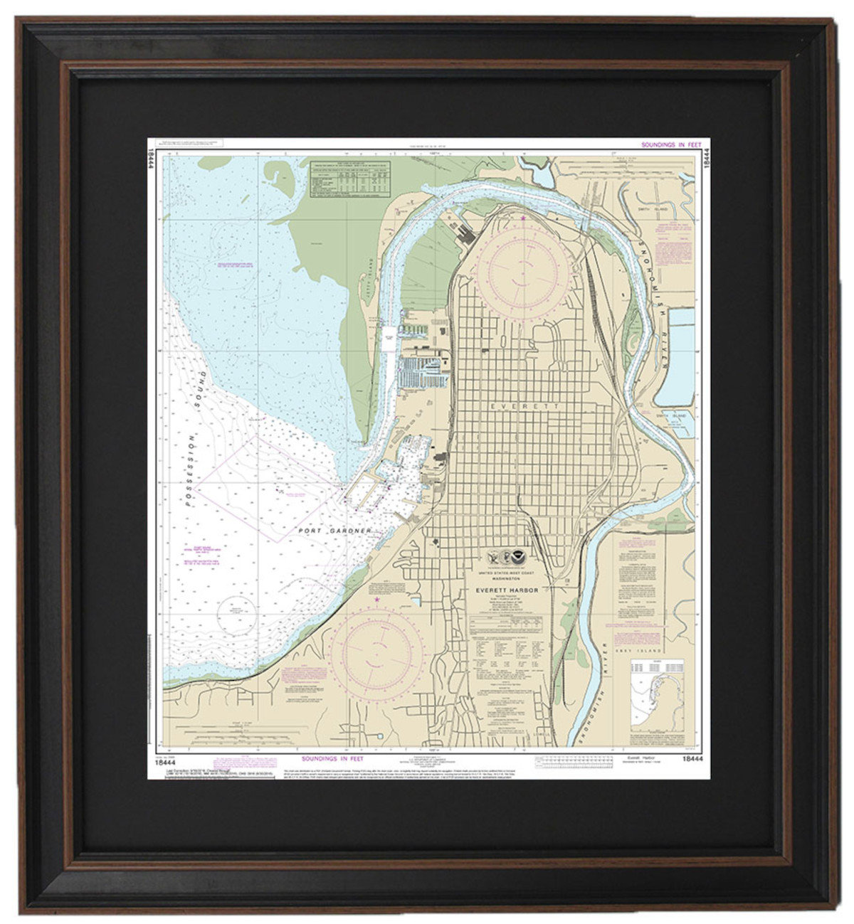 Longshore Tides Everett Harbor | Nautical Chart | Framed Print | Wayfair
