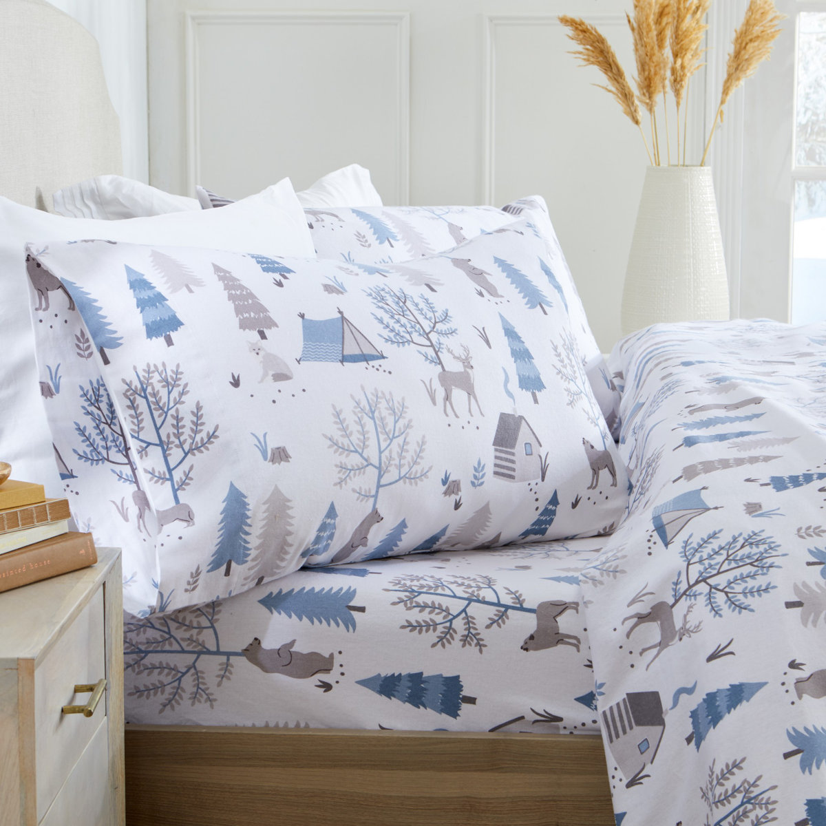 Market & Place Geometric 100% Turkish Cotton Flannel Printed Sheet Set ...