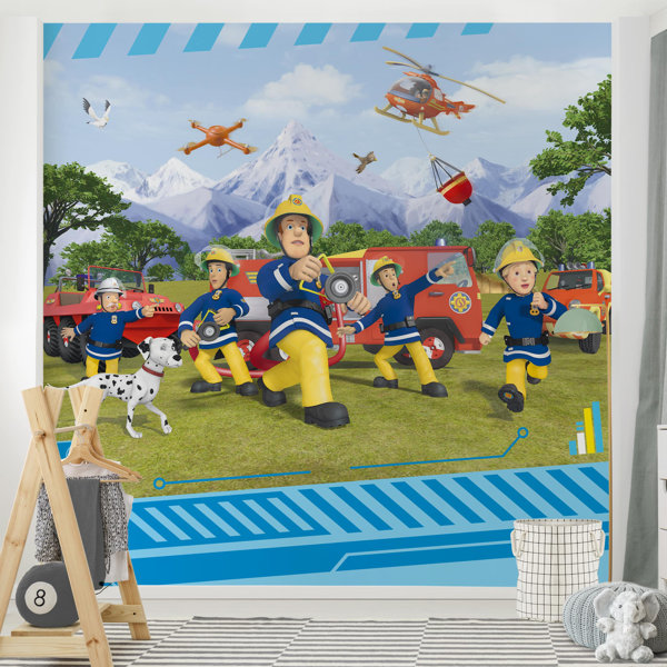 East Urban Home Fireman Sam - Always Ready 2.4m x 2.4m Peel and Stick ...