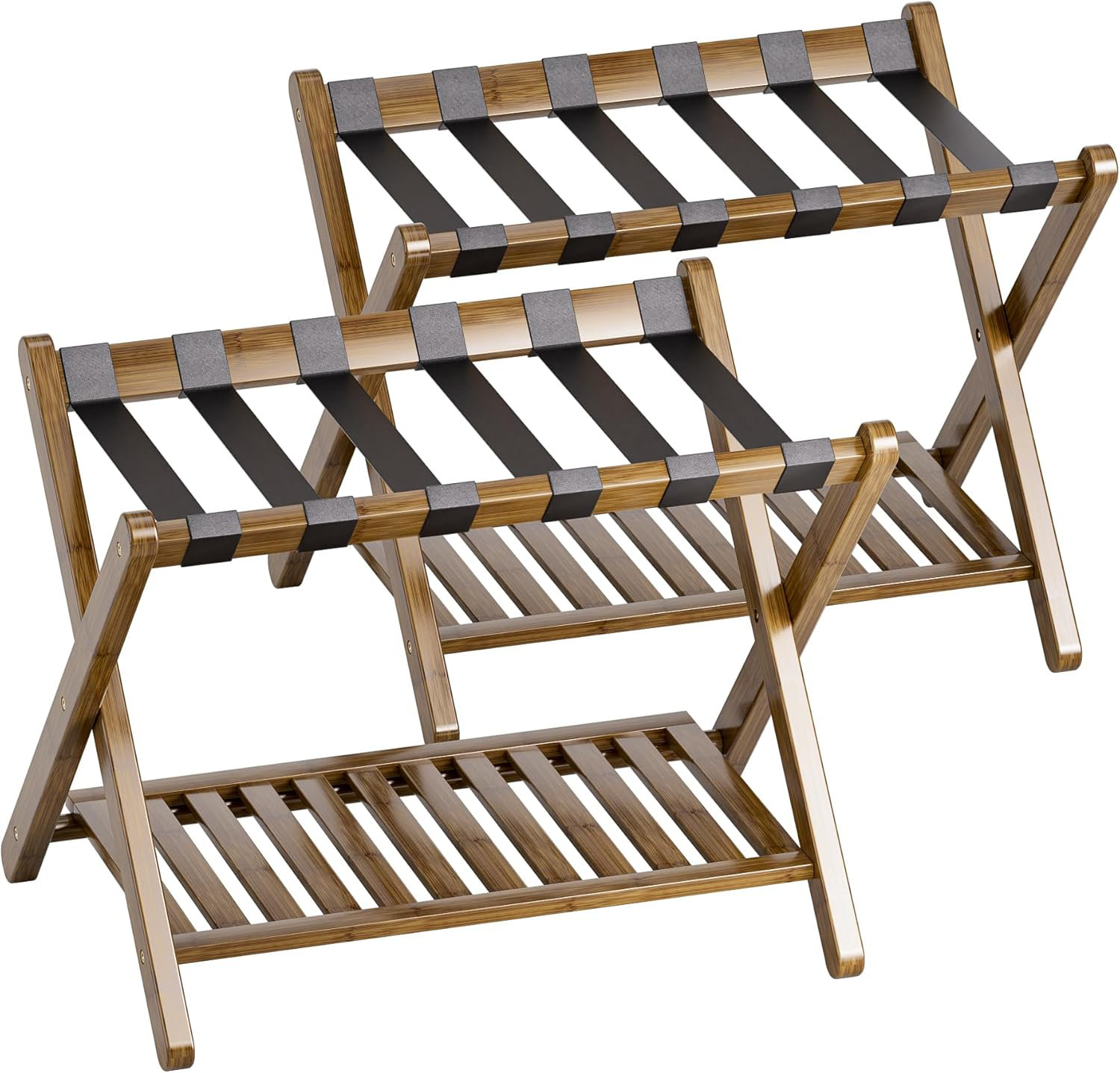 MAZOJA Foldable Bamboo Luggage Rack Set of 2 | Wayfair