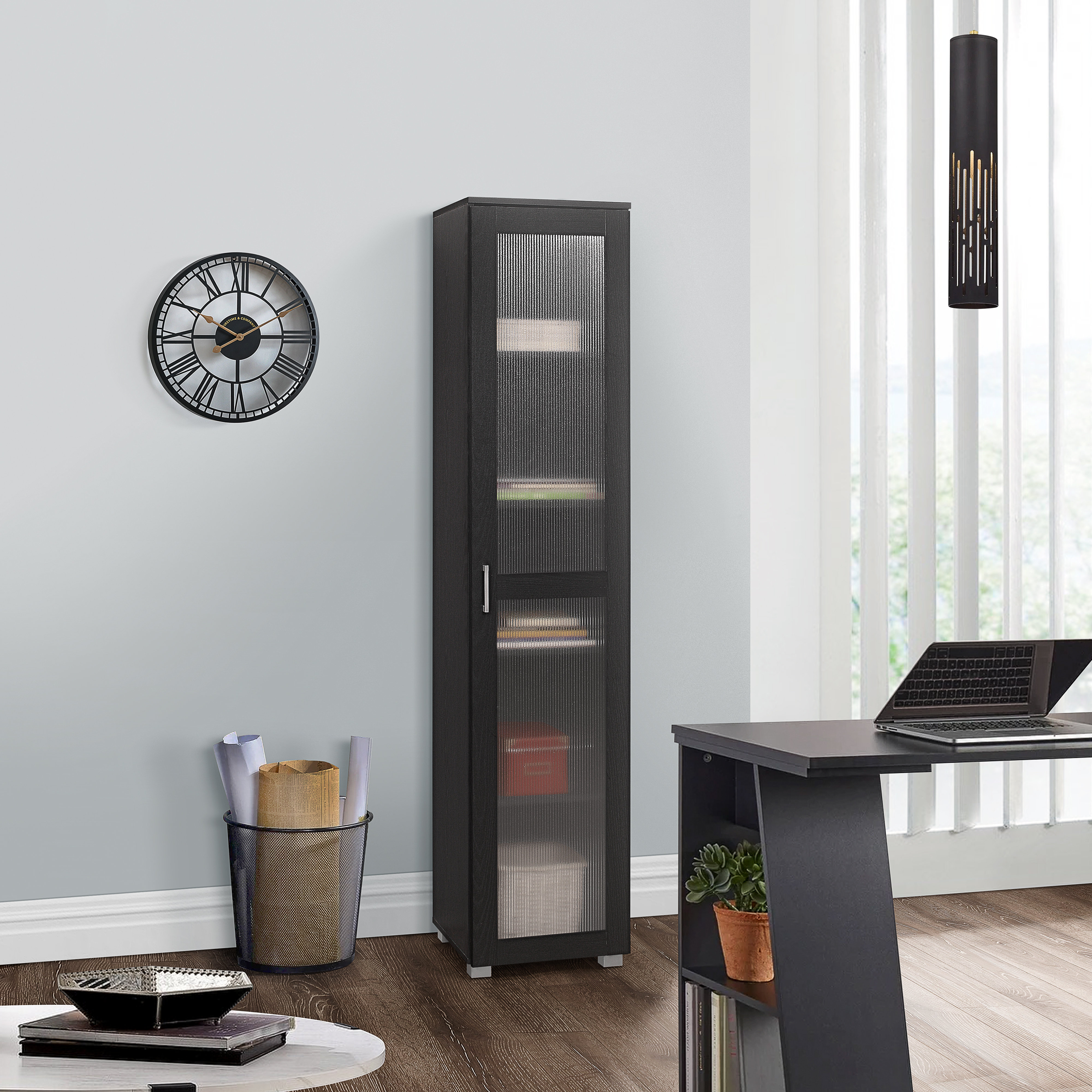 Wade Logan® Braydan Tall Curio Storage Cabinet - Tall Bookshelf Perfect ...