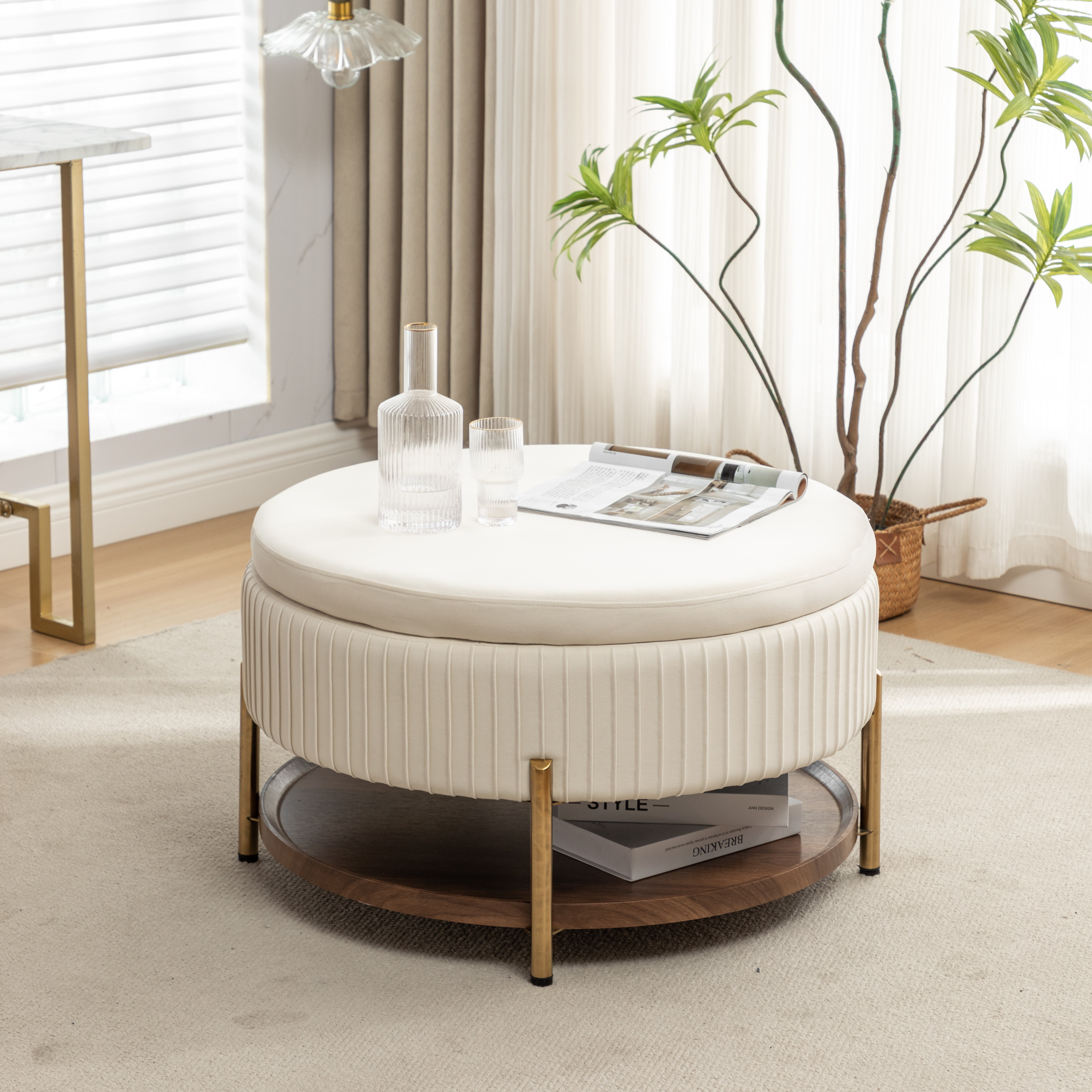 Ebern Designs Charyn Upholstered Round Storage Ottoman & Reviews | Wayfair