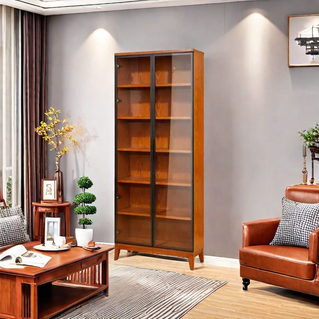 Parttlion Solid wood dust-proof glass bookcase with door | Wayfair